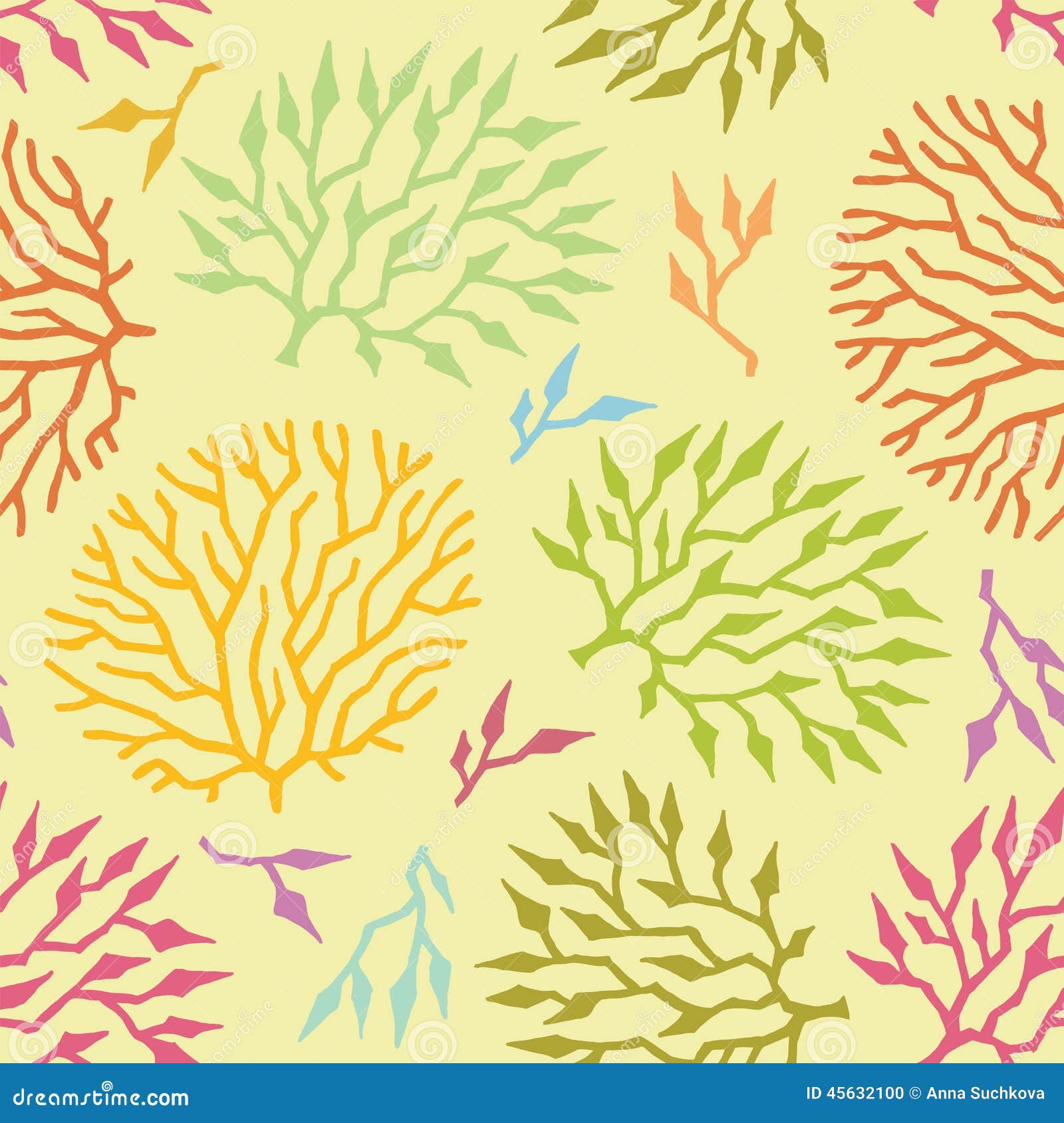Seamless Vector Pattern Colorful Algae and Plants Stock Vector ...