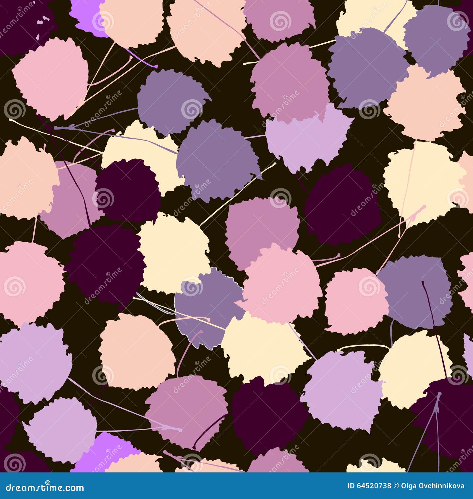 Seamless Vector Pattern of Colorful Aspen Leaves on a Dark Brown Stock ...