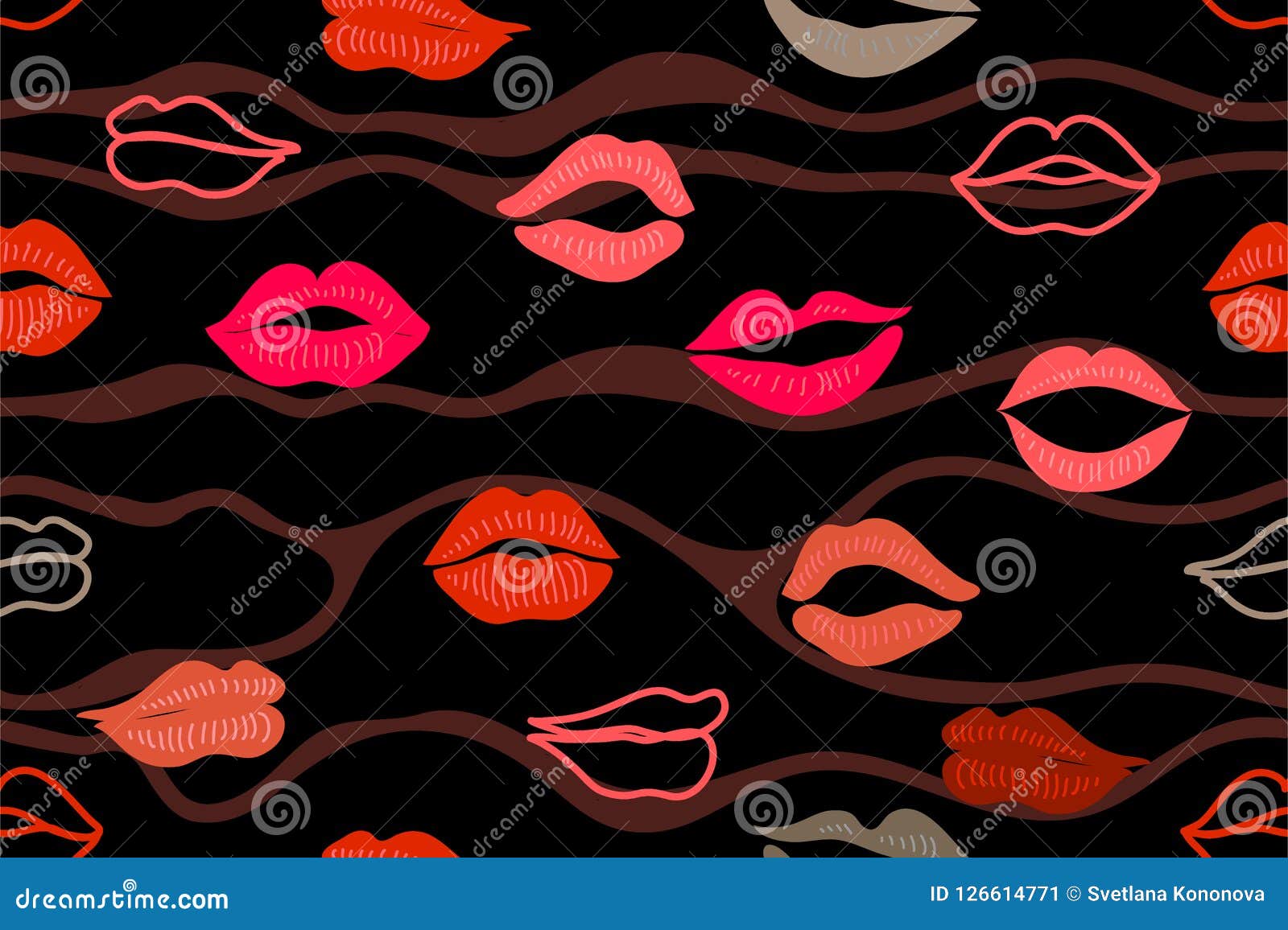 Abstract print with lips. stock vector. Illustration of cosmetics ...