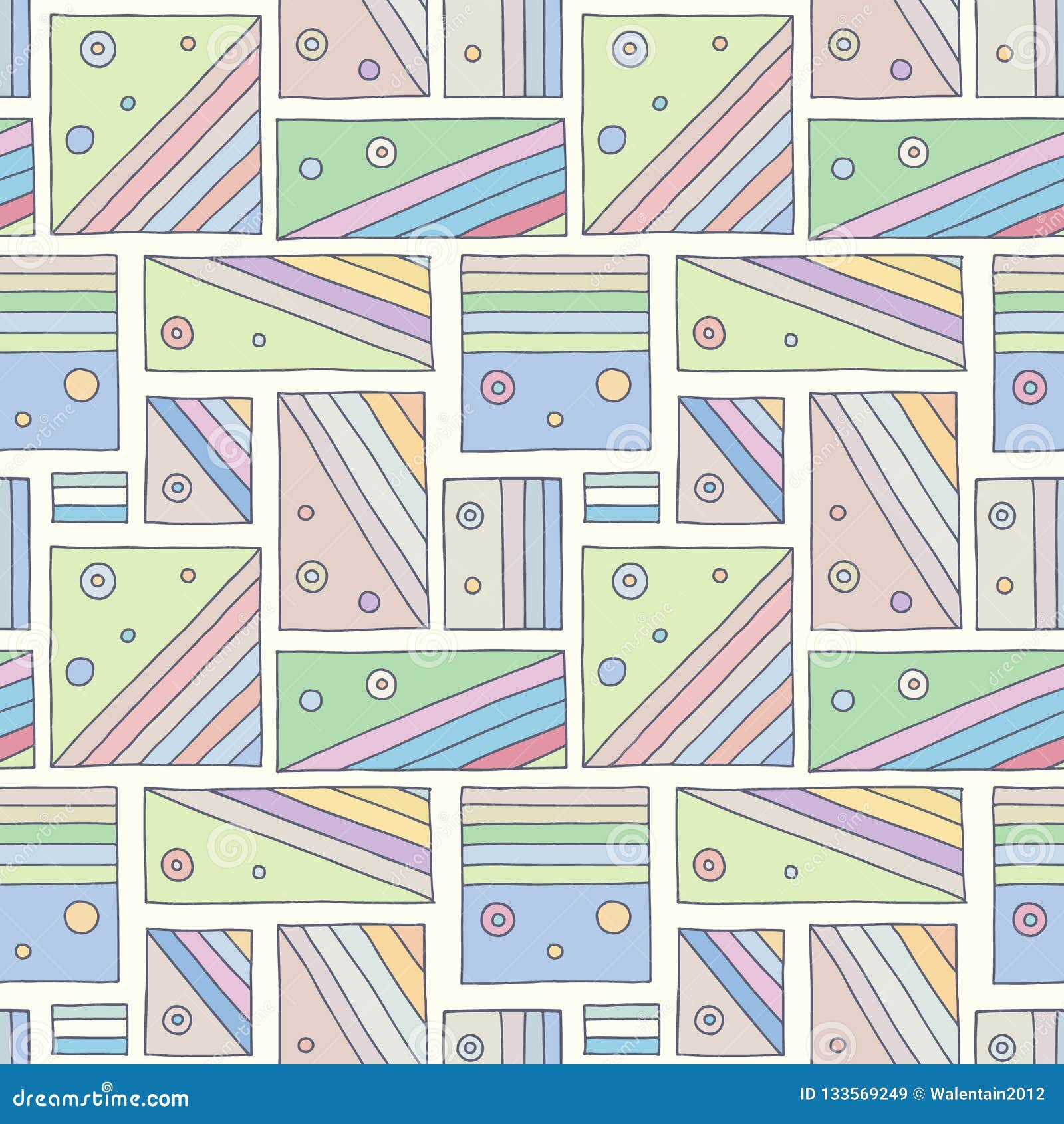 Seamless Vector Pattern. Colorful Geometrical Hand Drawn Background ...