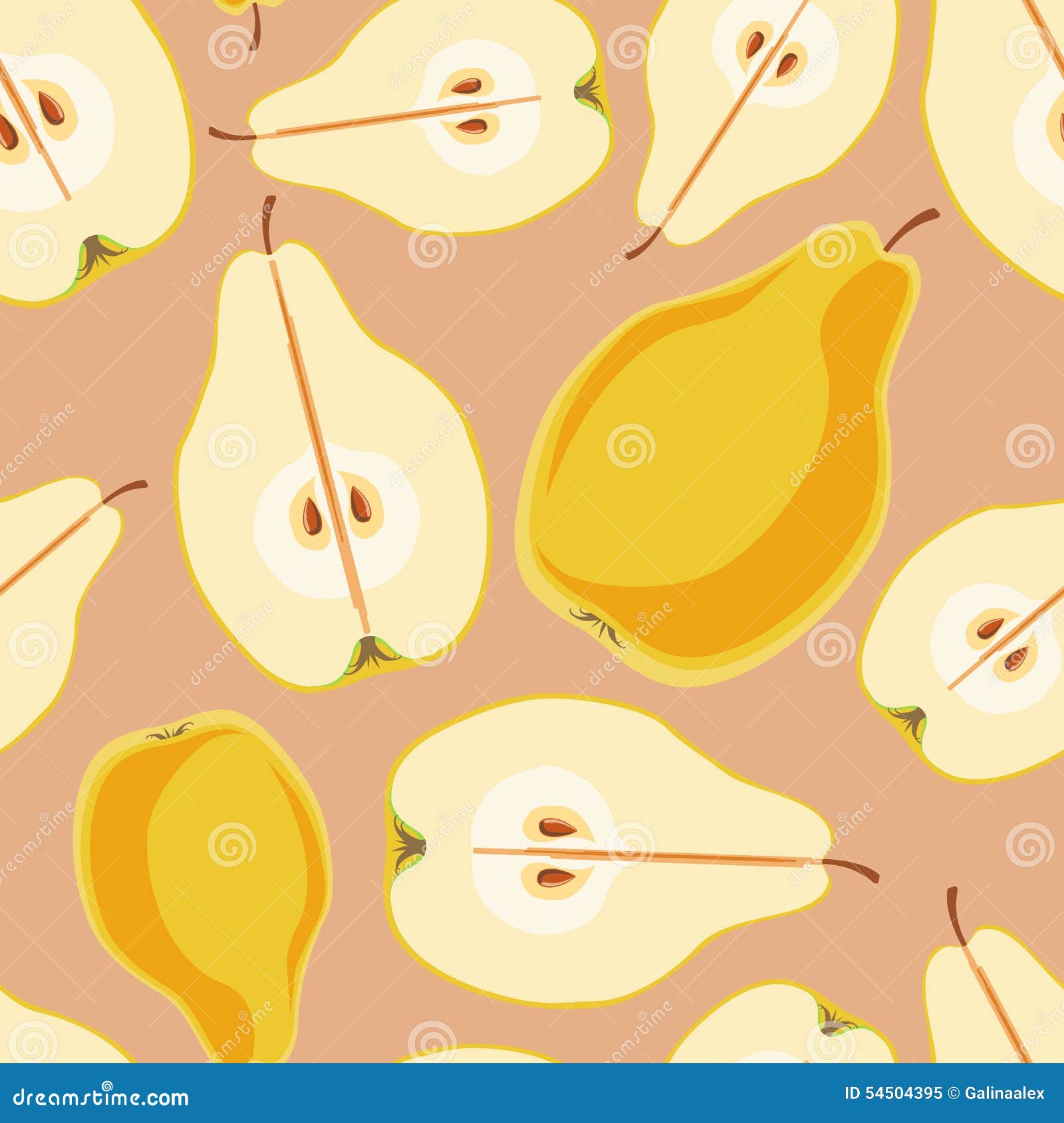 Seamless Vector Pattern with Colorful Pears Stock Vector - Illustration ...