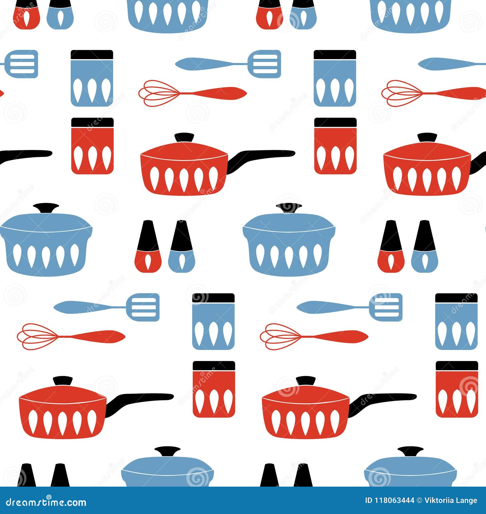 Seamless Vector Pattern with Cookware for Cooking Food. Stock Vector ...