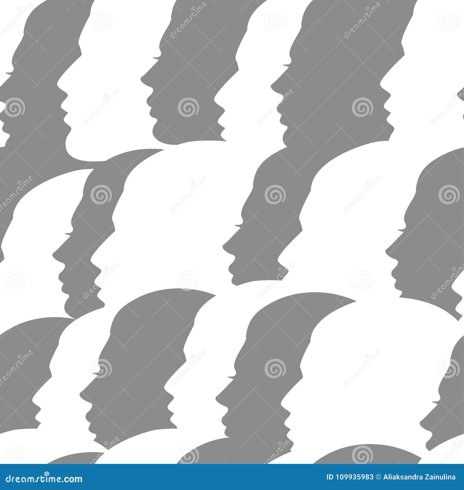 Seamless Pattern Crowd of People Profile Stock Vector - Illustration of ...