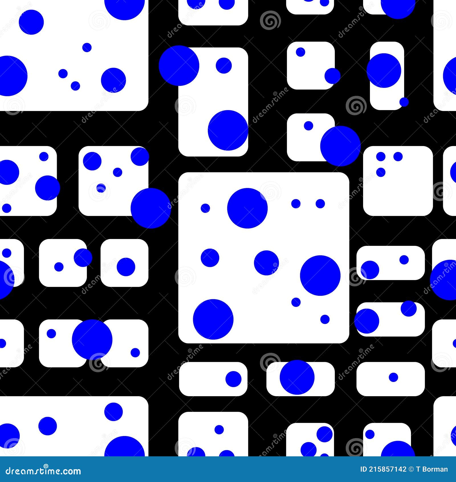 Dark Seamless Vector Pattern Cubes and Dots. Rounded Corners Black Yellow White Abstract Pattern ...