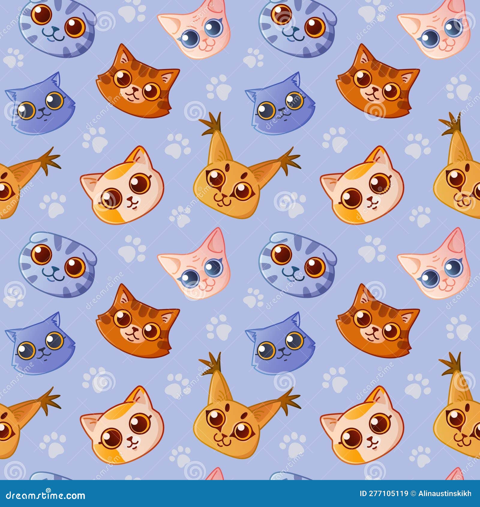 Cats Faces, Hand Drawn Doodle Cats Icons Collection. Cartoon Comic Cute ...