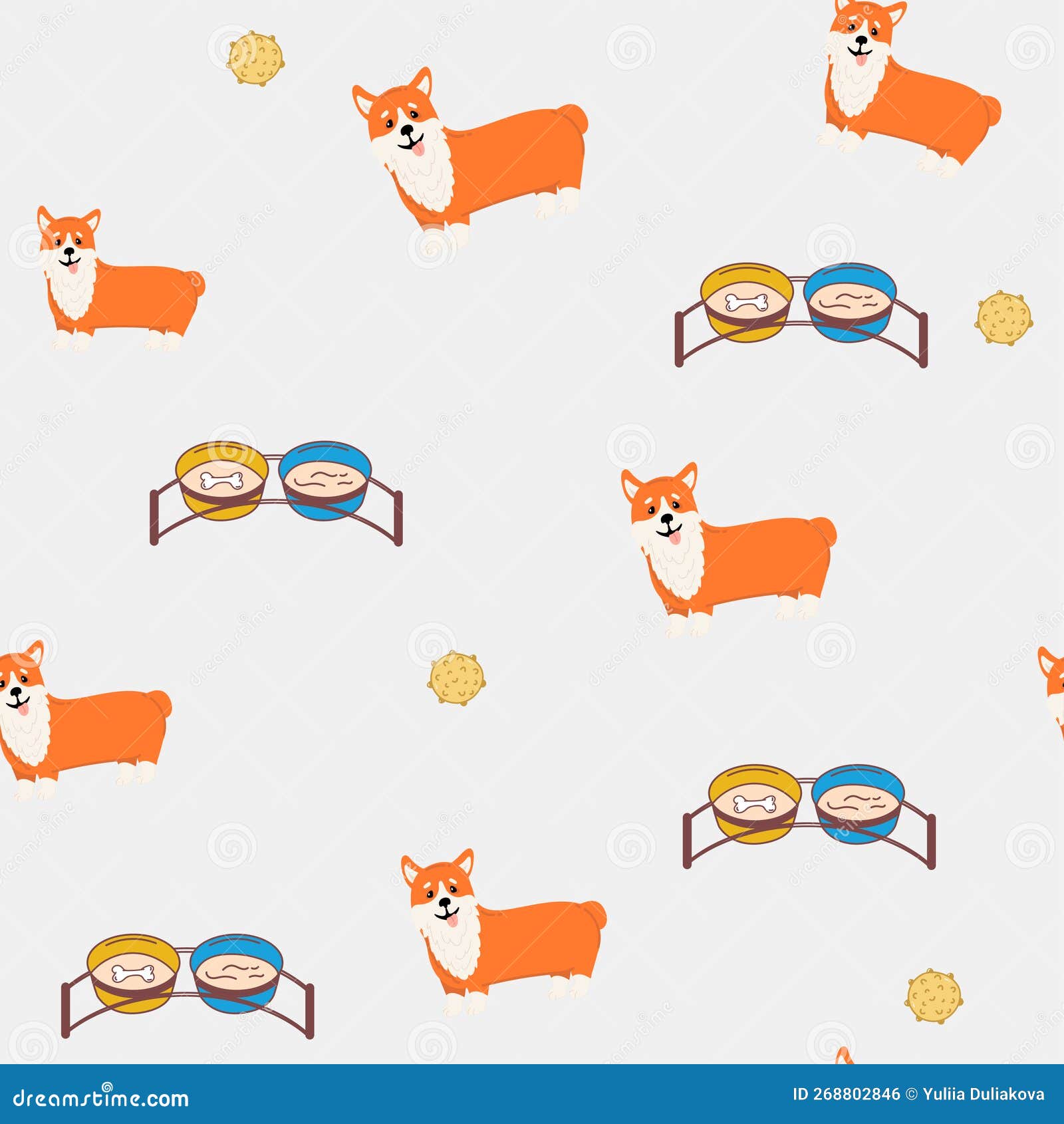 Seamless Vector Pattern with Cute Corgi. Dogs Background. Good for ...