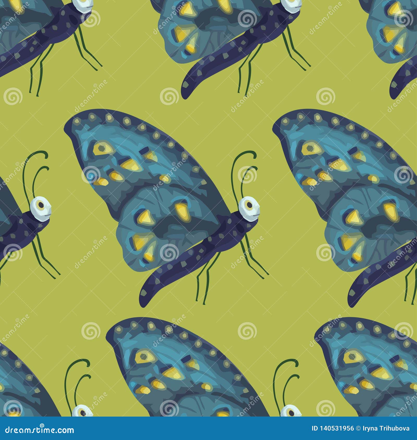 Seamless Vector Pattern with Cute 3d Insect. Stock Vector ...