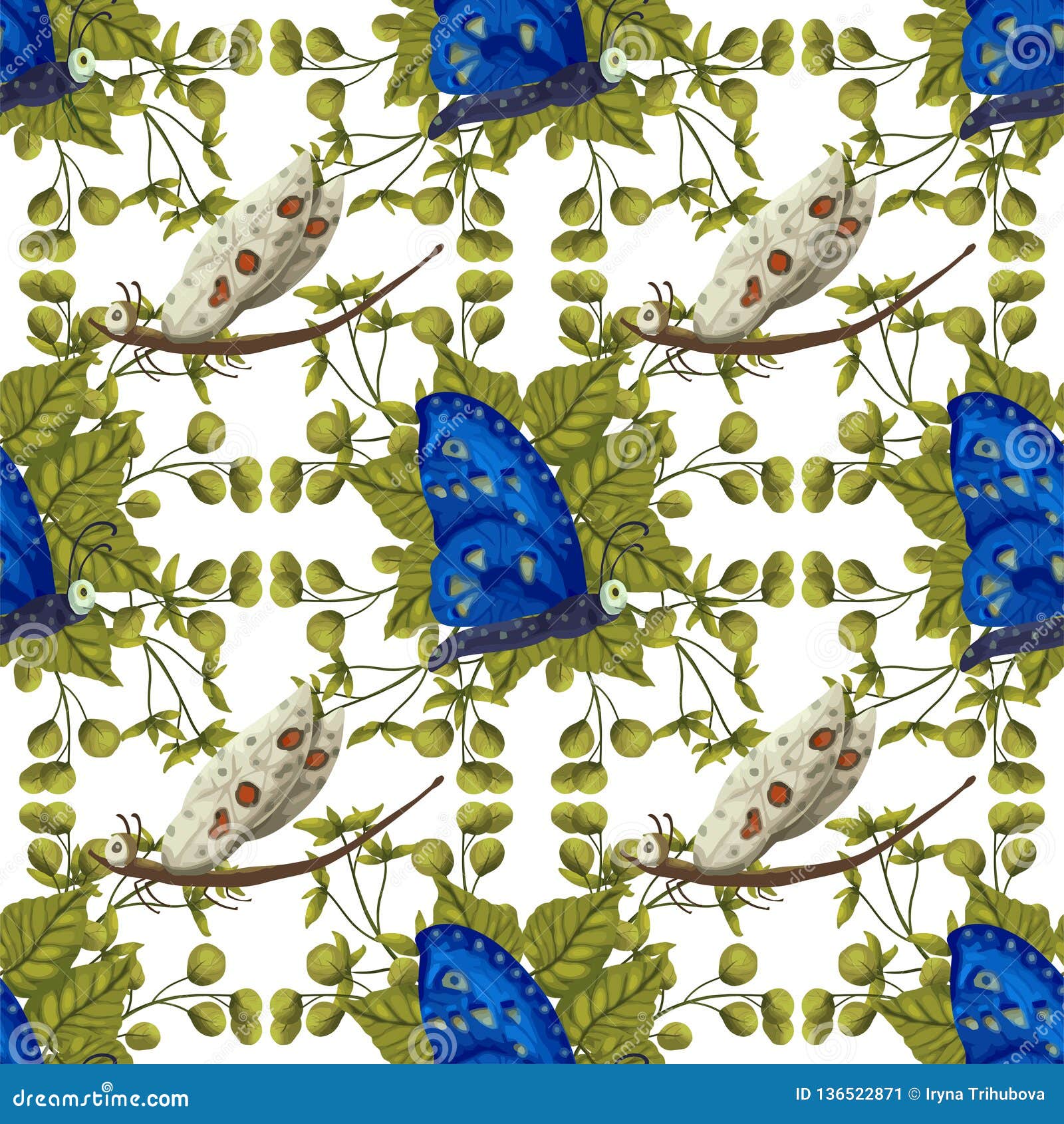 Seamless Vector Pattern with Cute 3d Insect. Stock Vector ...