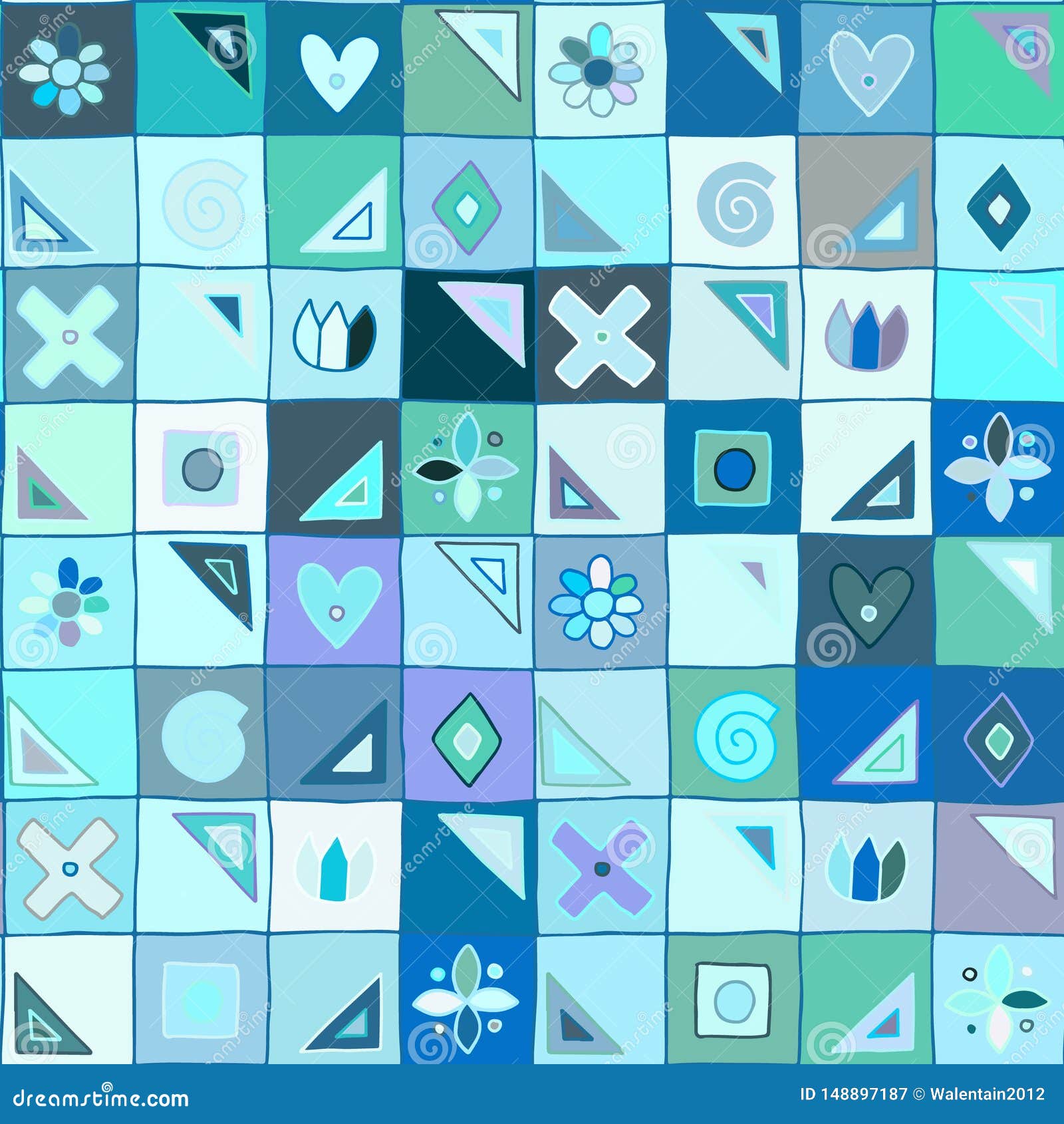 Seamless Vector Pattern, Cute Decorative Geometrical Hand Drawn with ...