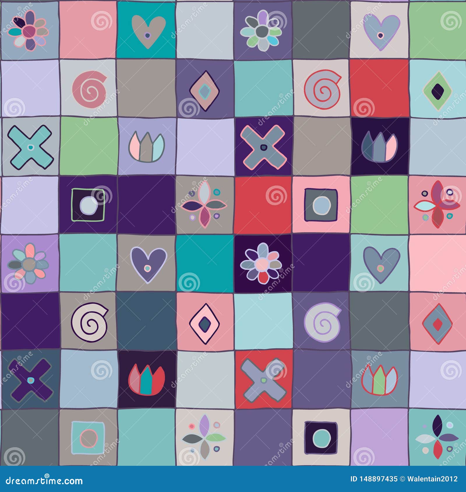 Seamless Vector Pattern, Cute Decorative Geometrical Hand Drawn with ...