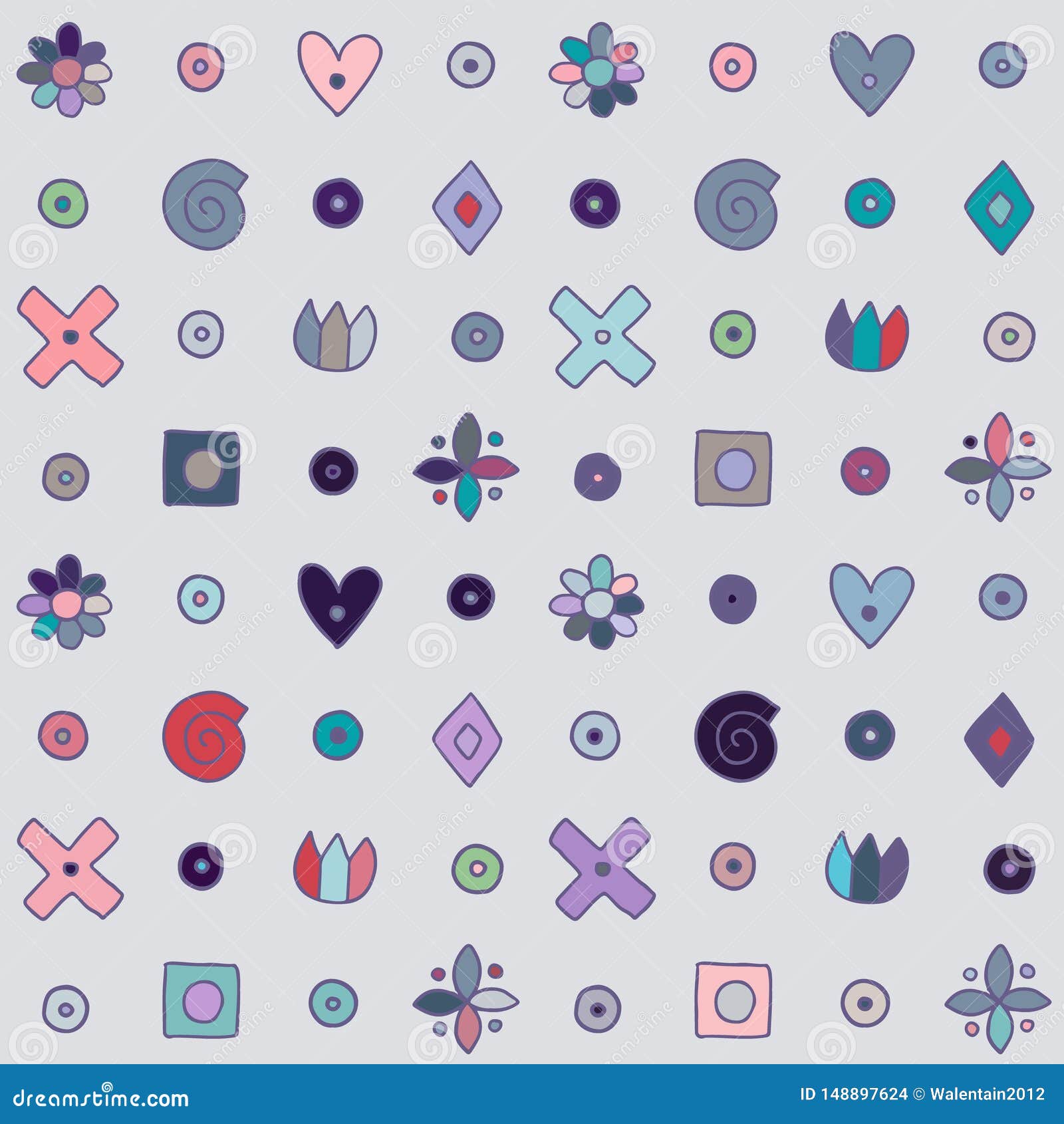 Seamless Vector Pattern, Cute Decorative Geometrical Hand Drawn with ...