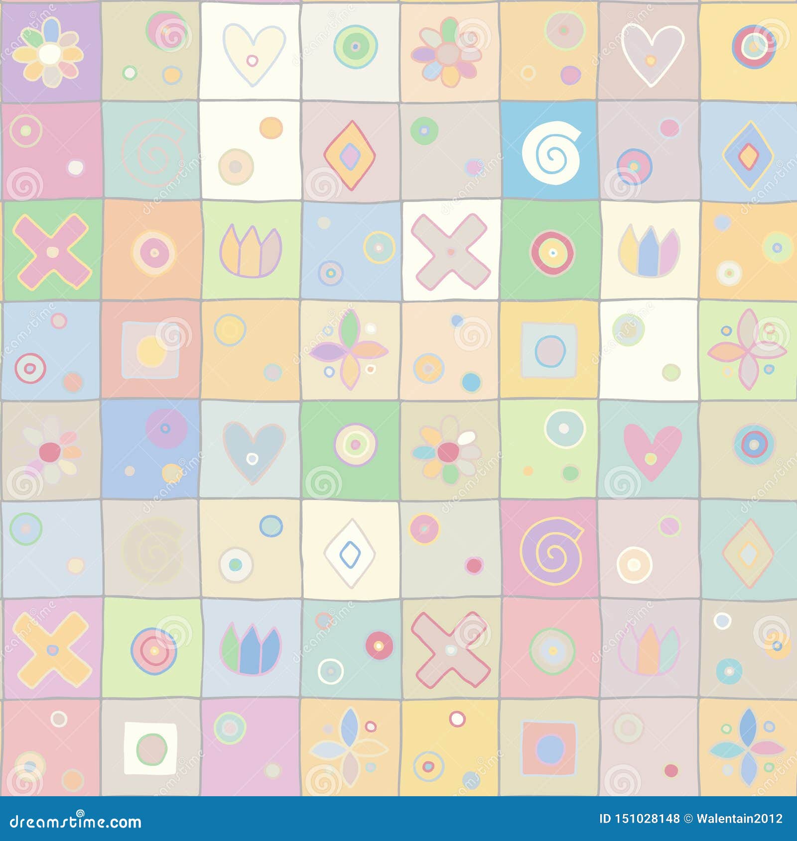 Seamless Vector Pattern, Cute Decorative Geometrical Hand Drawn with ...