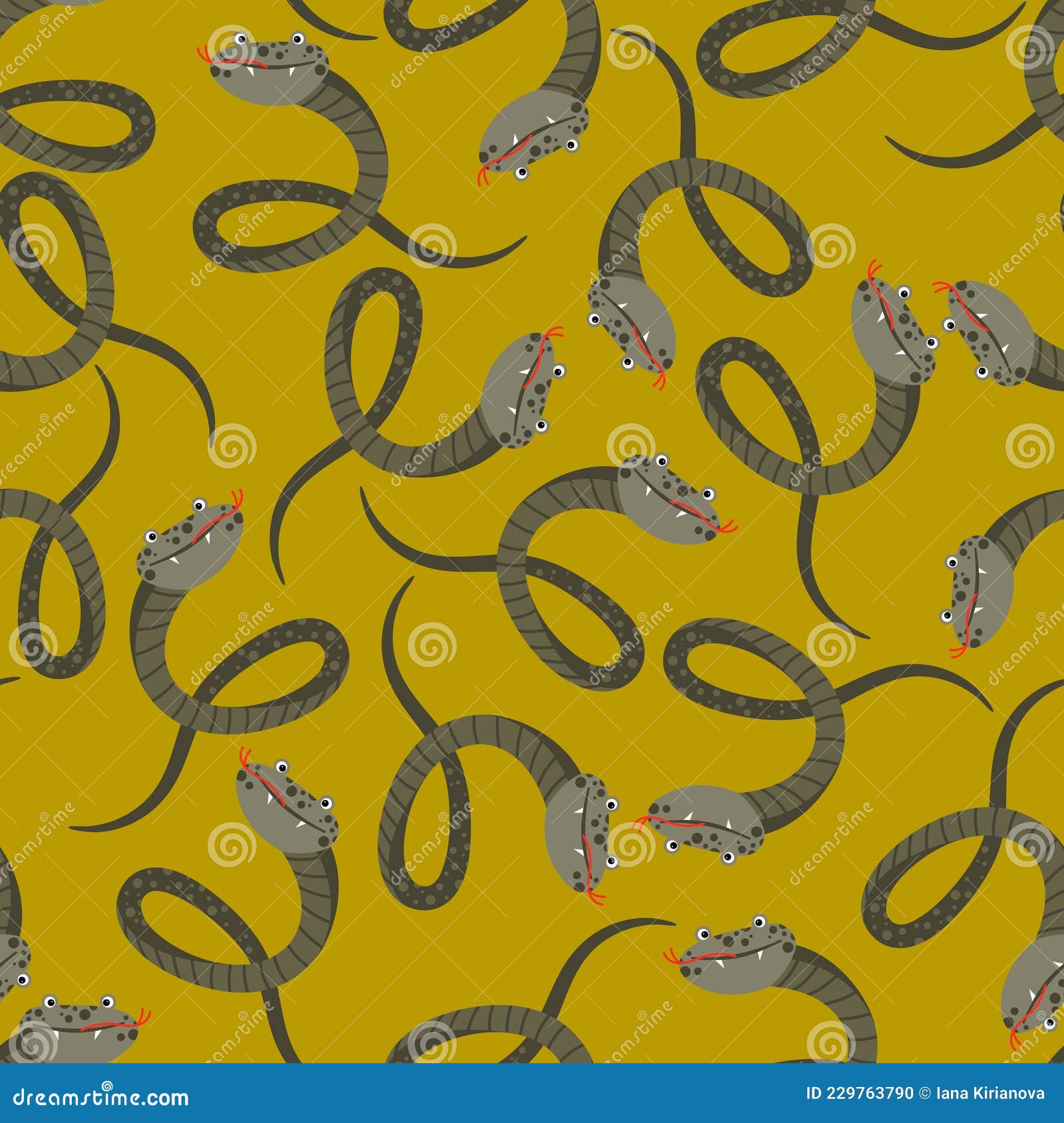 Seamless Vector Pattern with Cute Funny Snakes Stock Vector ...