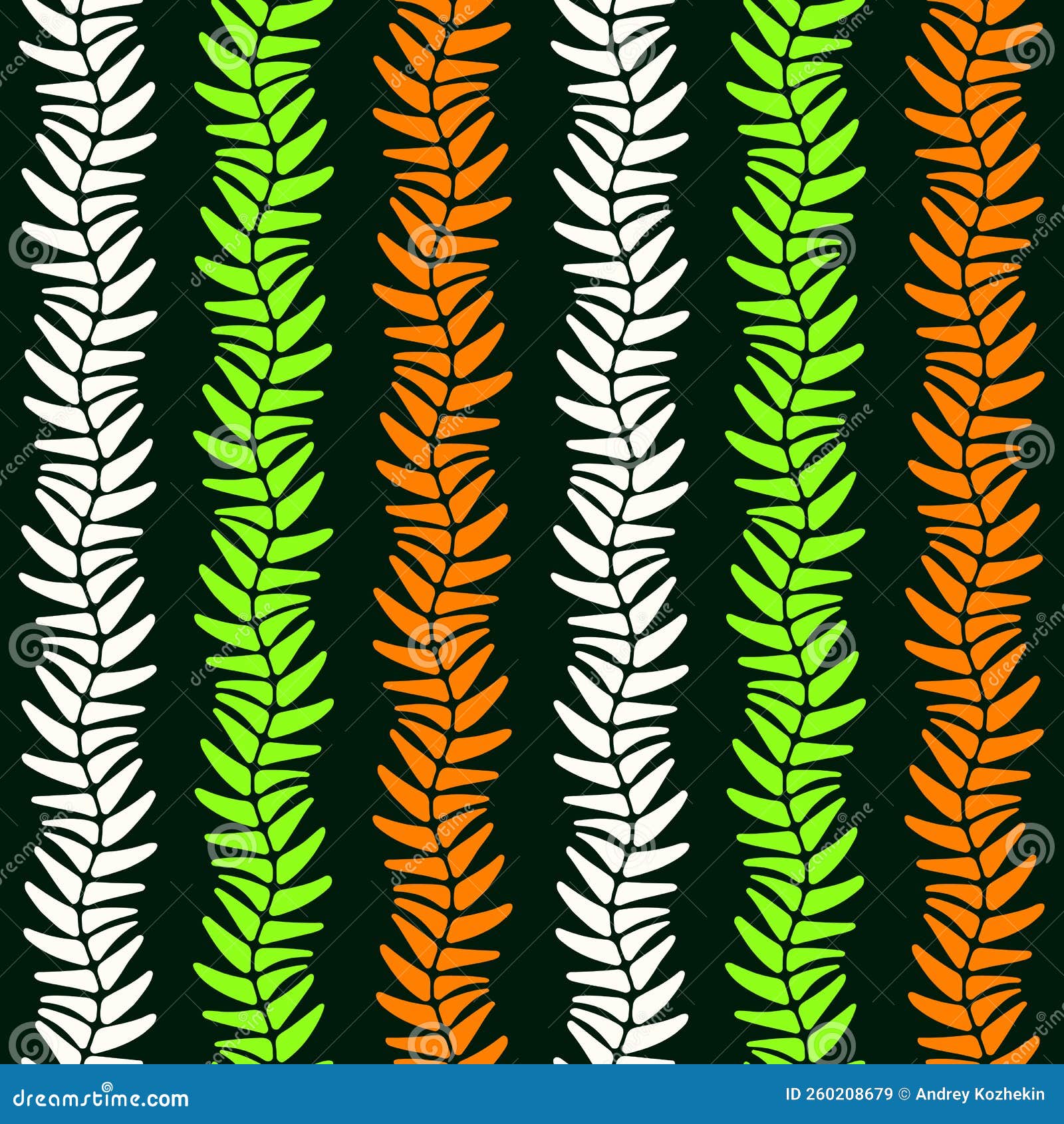 Seamless Vector Pattern with Decorative Color Leaves Stock Vector ...