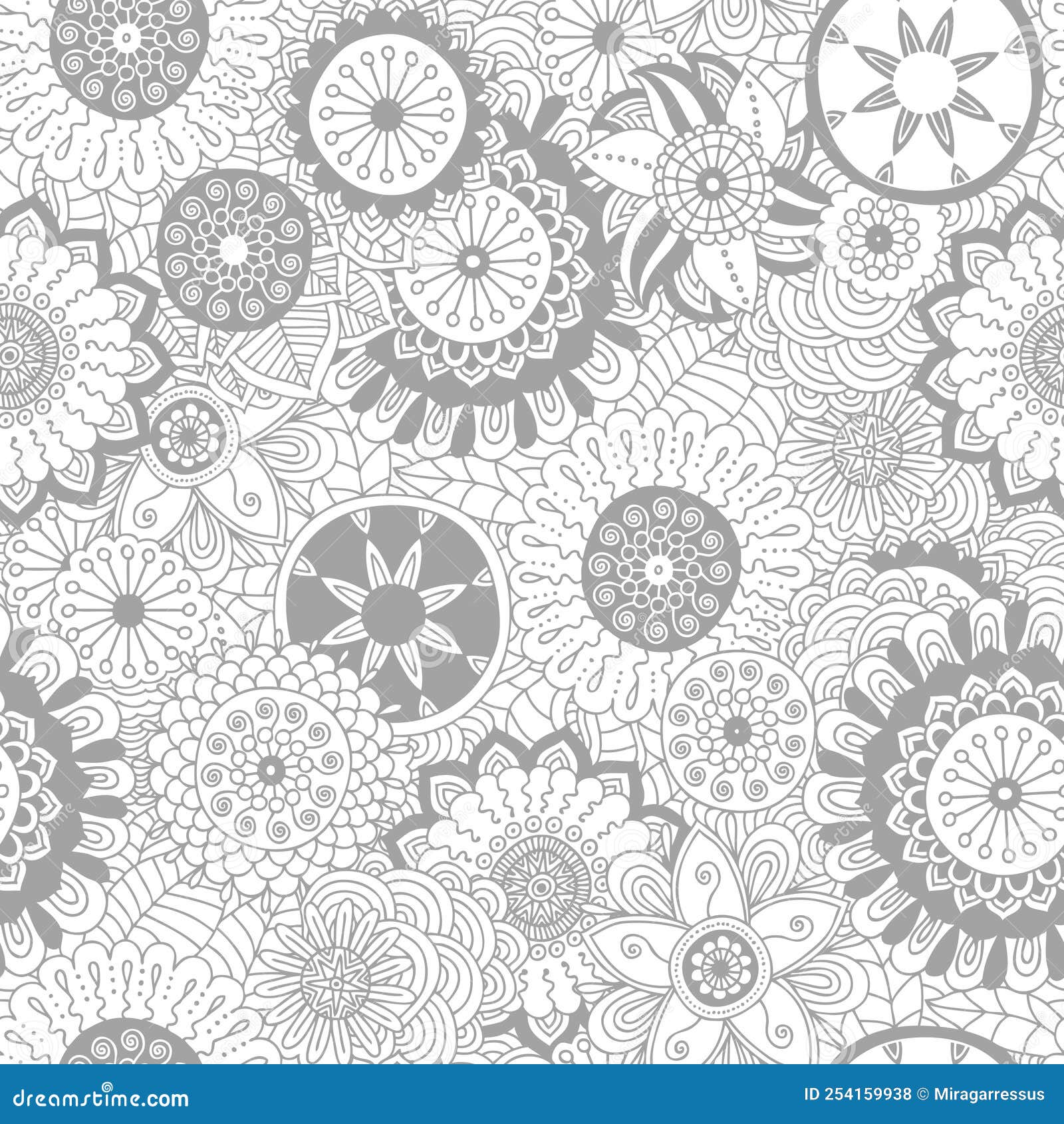 Seamless Vector Pattern with Decorative Doodle Flowers. Stock Vector ...
