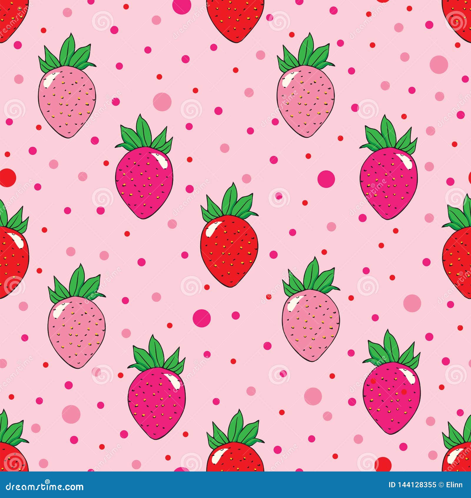 Seamless Vector Pattern Design with Strawberry on Pink Background Stock ...