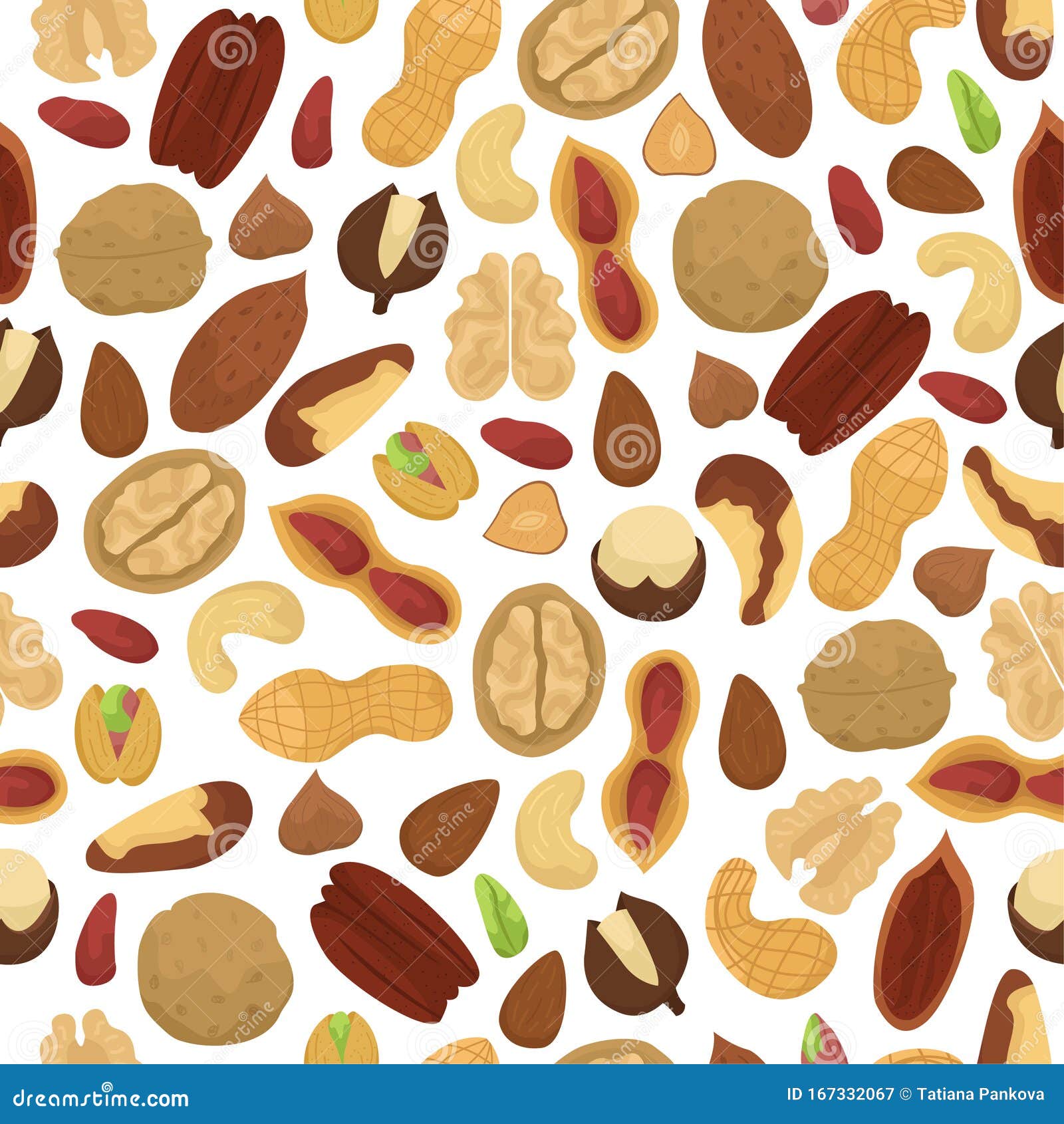 Seamless Vector Pattern with Different Nuts Peeled and Shelled Stock ...