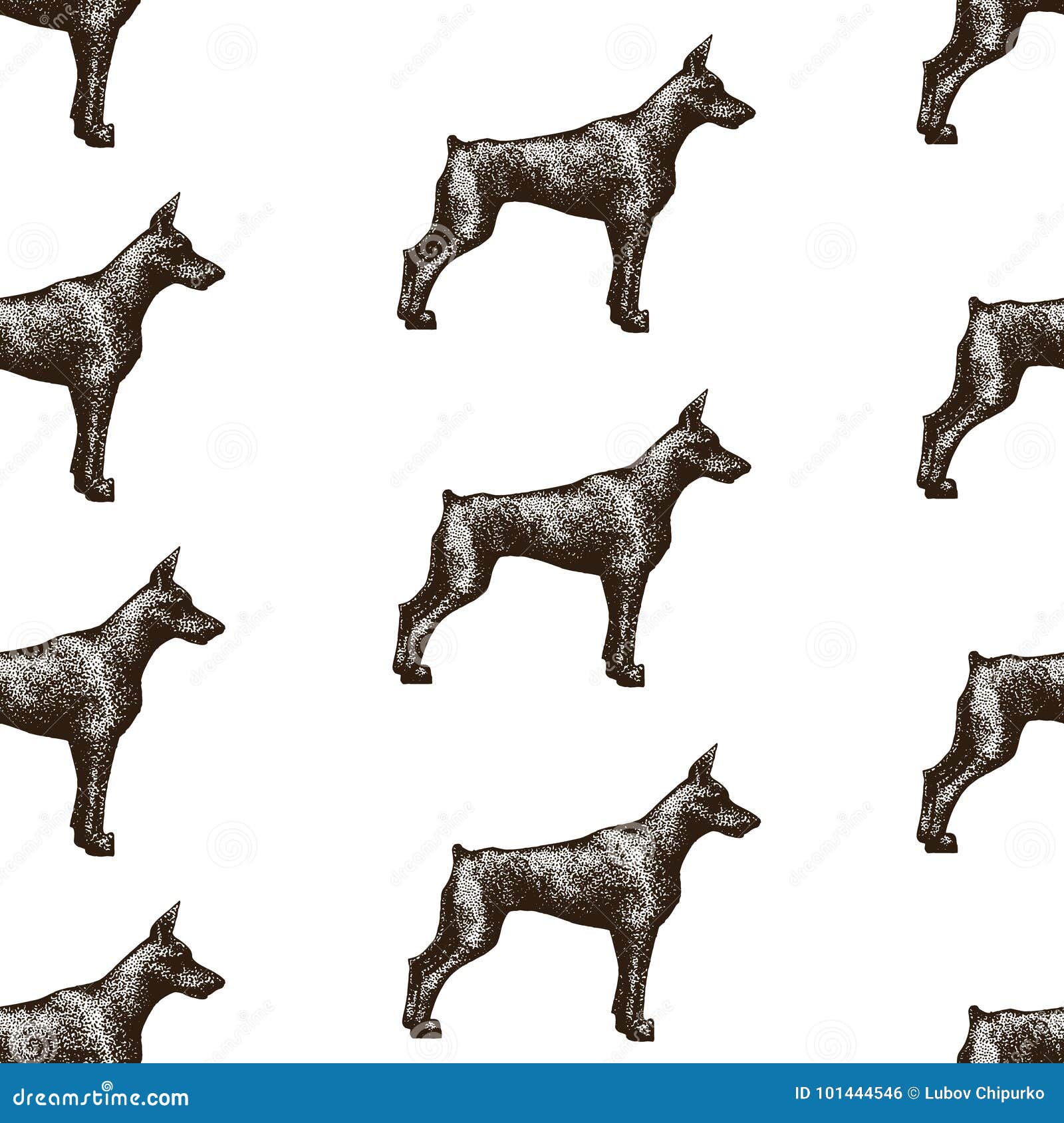 Seamless Vector Pattern with Dogs. Vector Illustration of Doberman ...