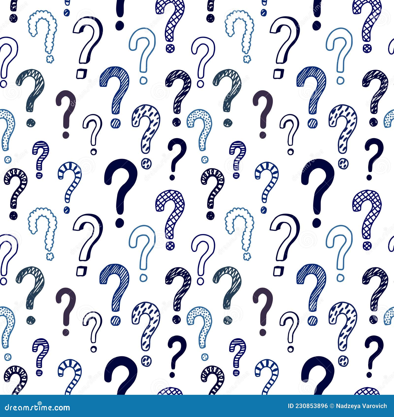 Seamless Vector Pattern with Doodle Questions Marks. Stock Vector ...