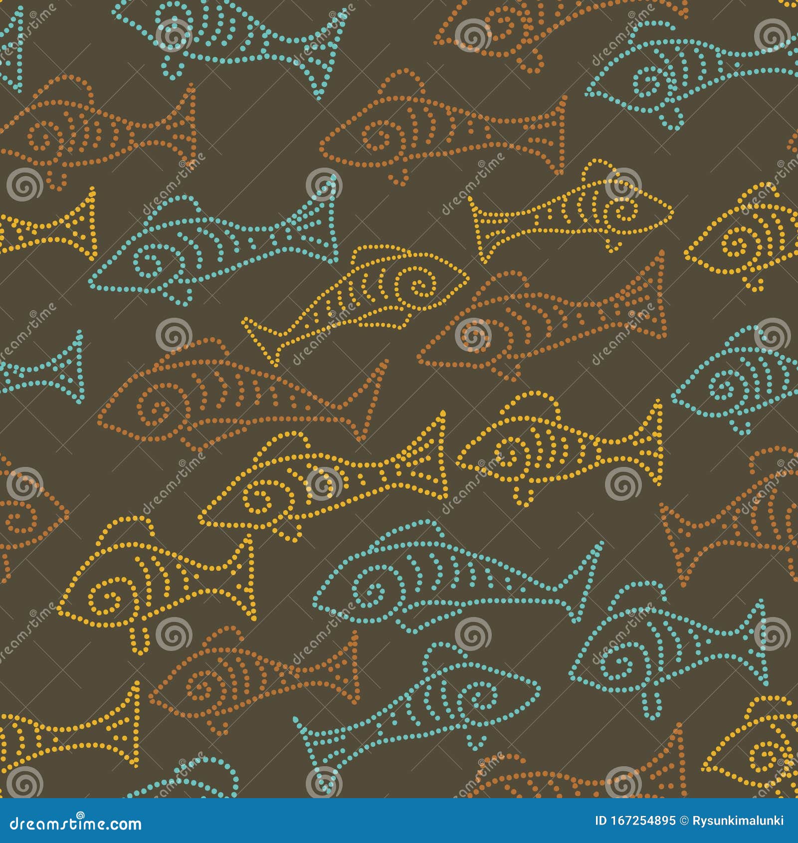 Dotted Fish Silhouette Cartoon Vector | CartoonDealer.com #43932749