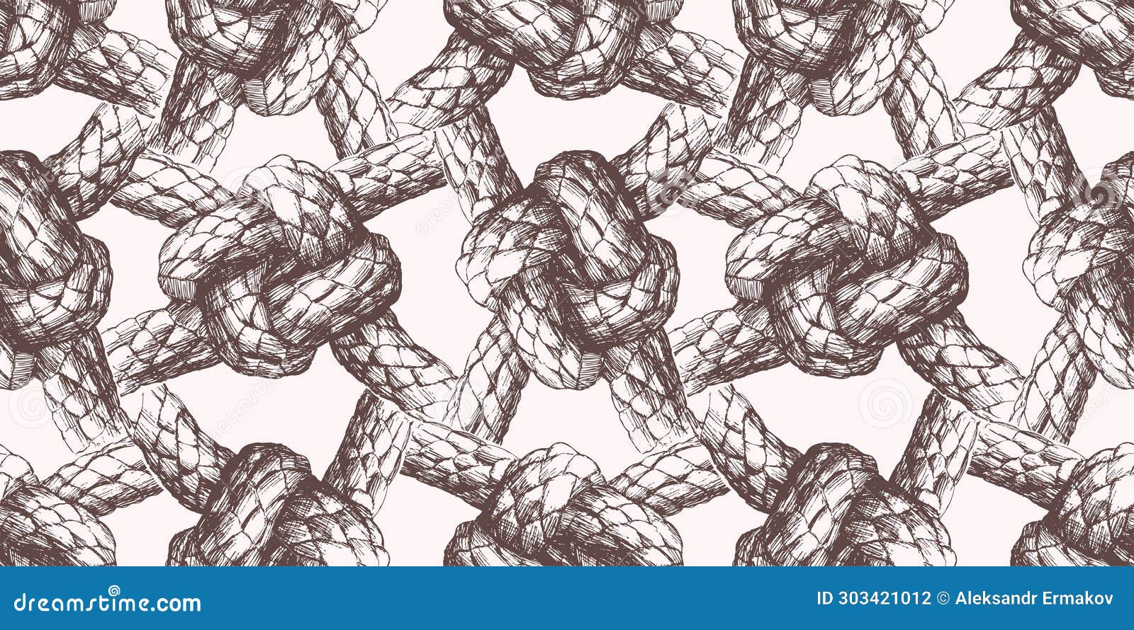 Seamless Vector Pattern Of Drawn Rigging Rope Tied In Sea Knots ...