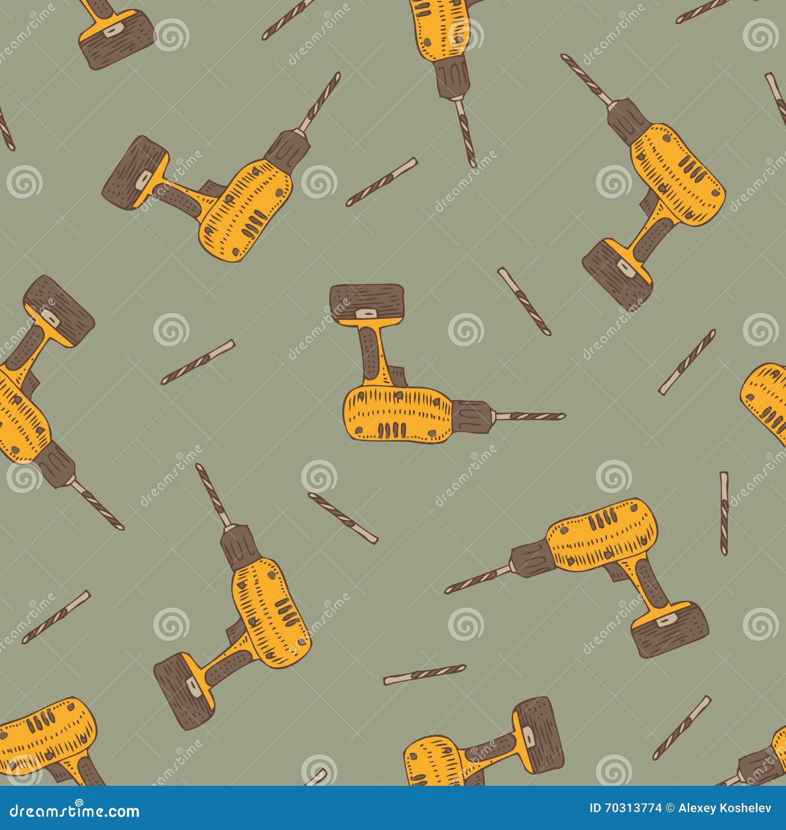 Seamless Vector Pattern with Drills Stock Illustration - Illustration ...