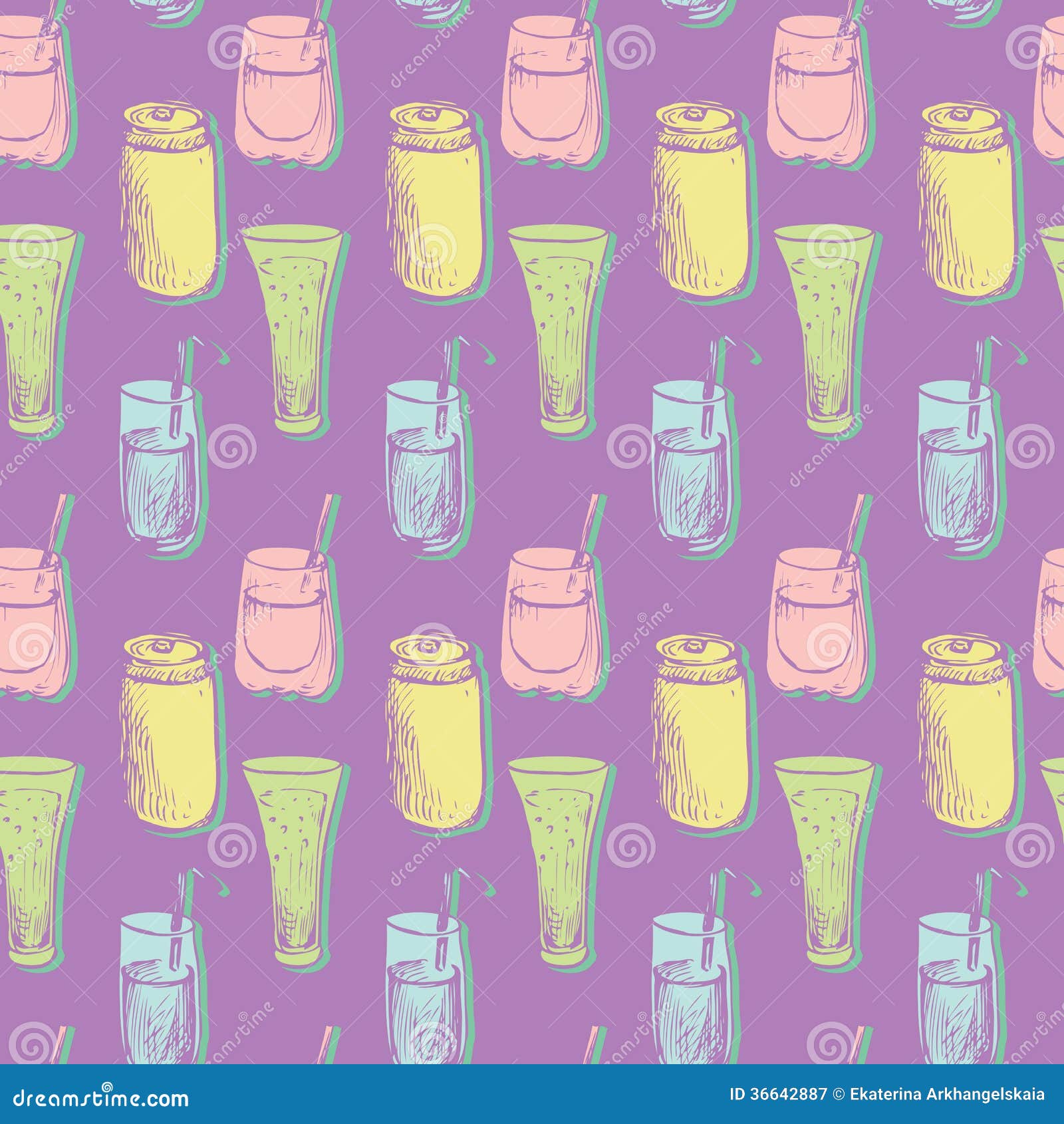 Seamless Vector Pattern with Drinks Stock Vector - Illustration of ...