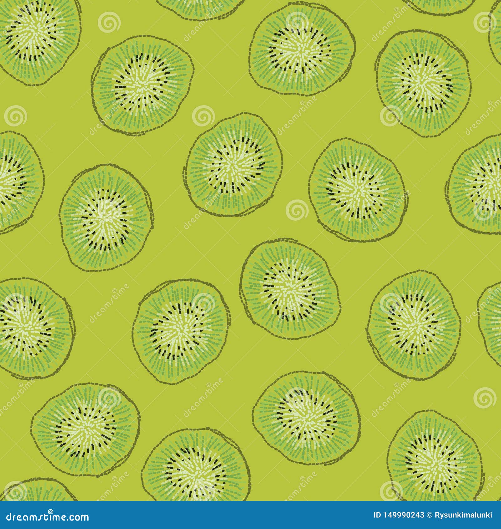 Seamless Vector Pattern with Embroidered Kiwi Fruits. Stock Vector ...