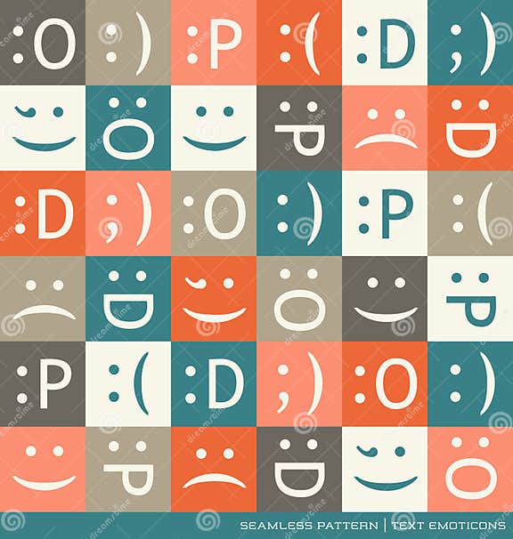 Seamless Vector Pattern with Emoticons Text Symbols Stock Vector ...