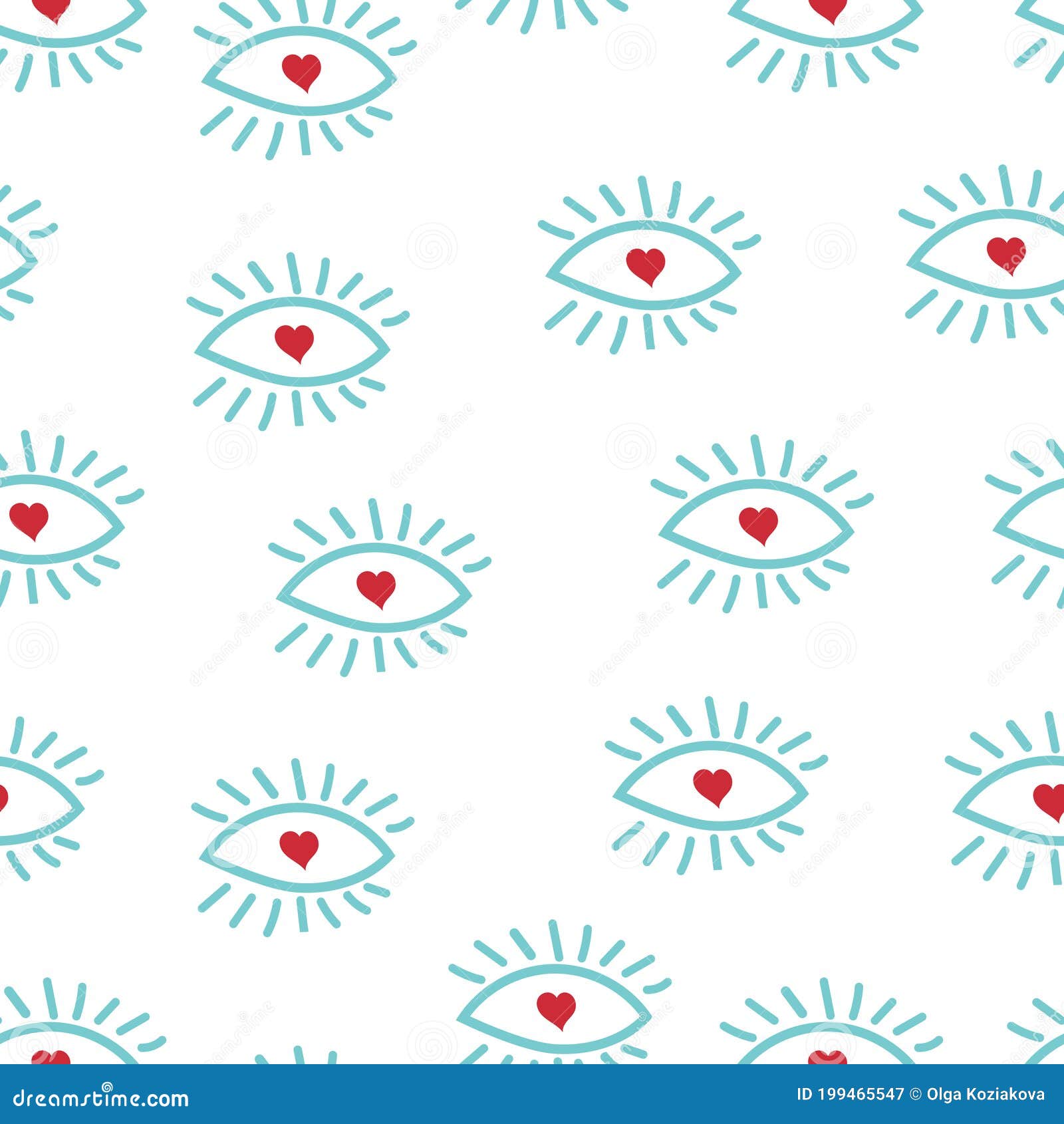 Seamless Vector Pattern of Eye Contour in a Circle with a Heart-shaped ...