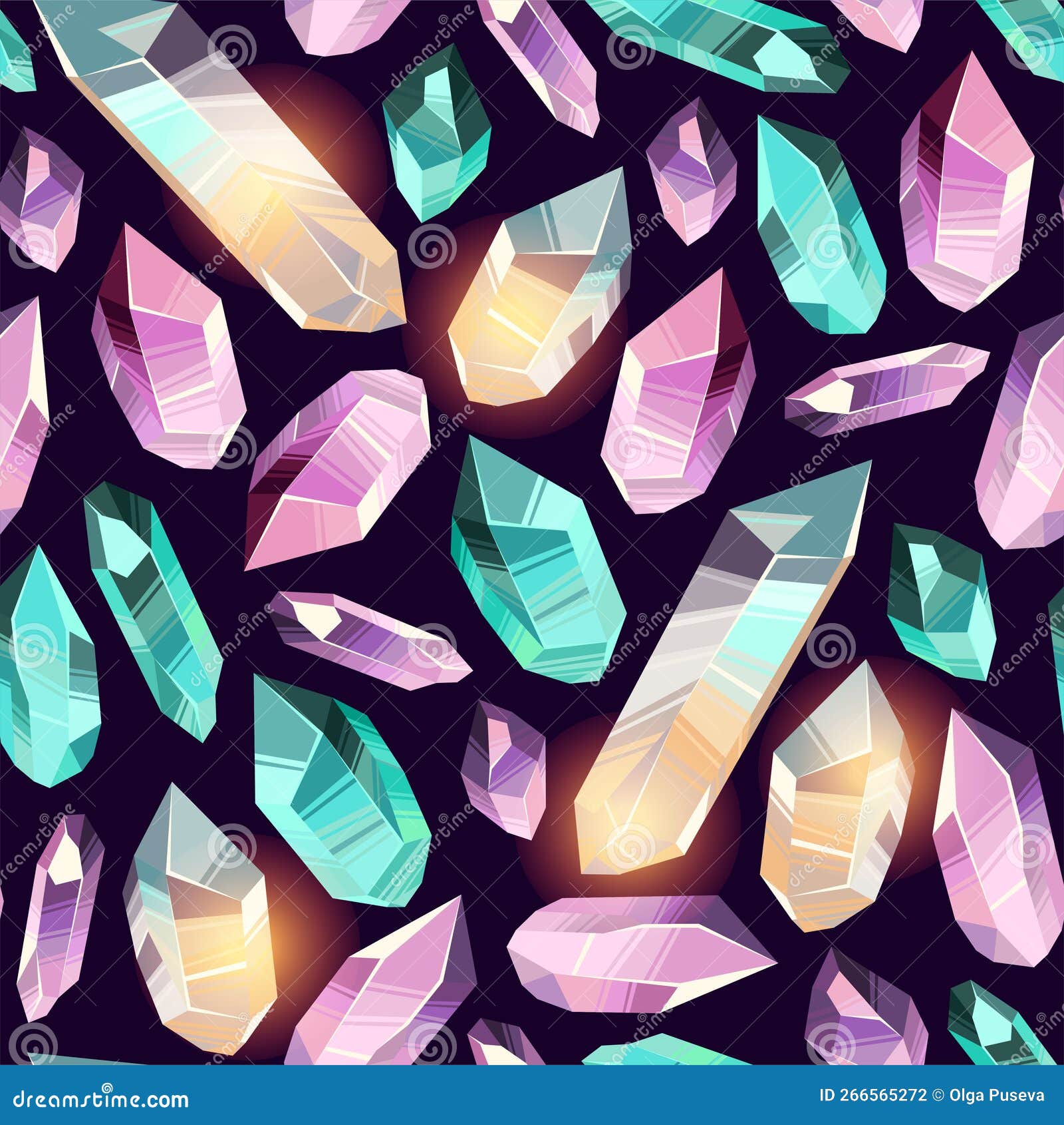 Seamless Vector Pattern with Fairytale Crystal Gem Stock Vector ...