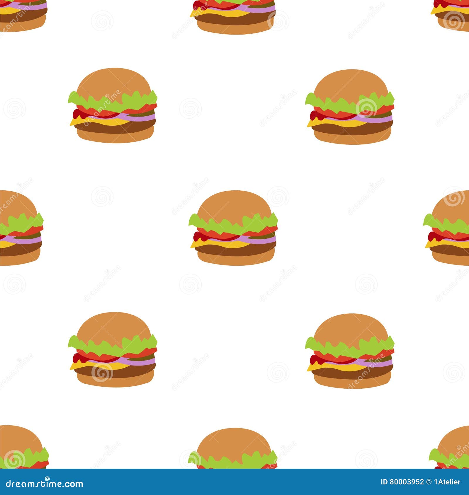 Seamless Vector Pattern with Flat Style Burger Image. Burger White ...