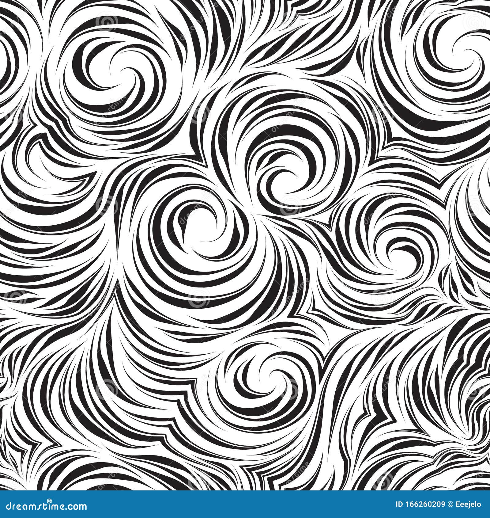 Seamless Vector Pattern of Flowing Brush Strokes, Waves and Flow ...