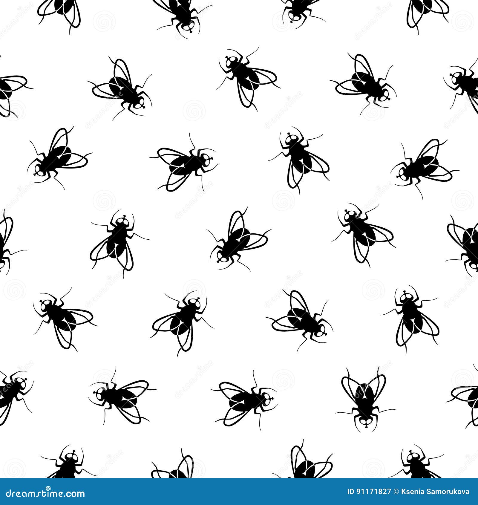 Seamless Vector Pattern - Fly Stock Vector - Illustration of insects ...