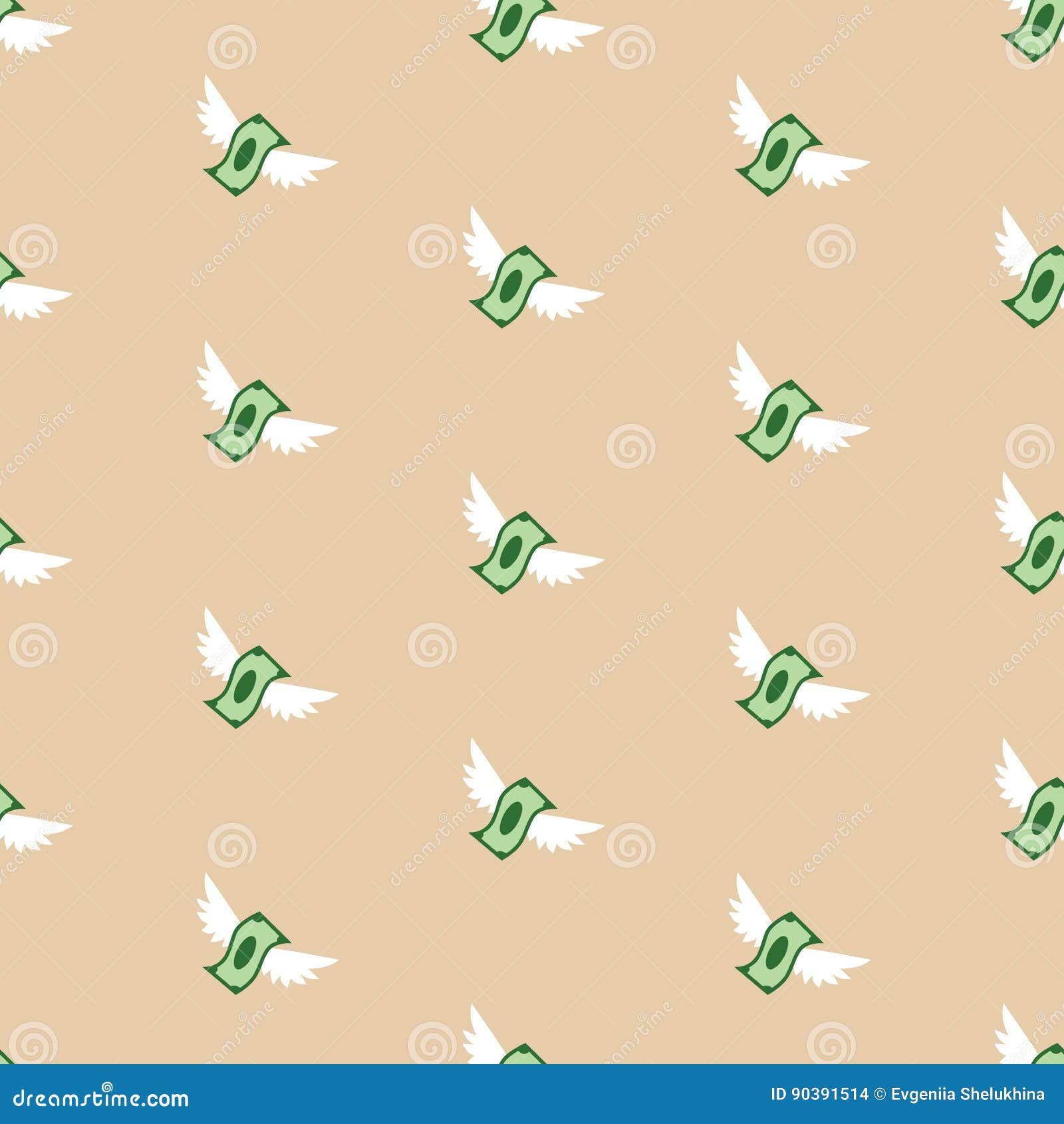 Seamless Vector Pattern of Flying Paper Money Stock Vector ...