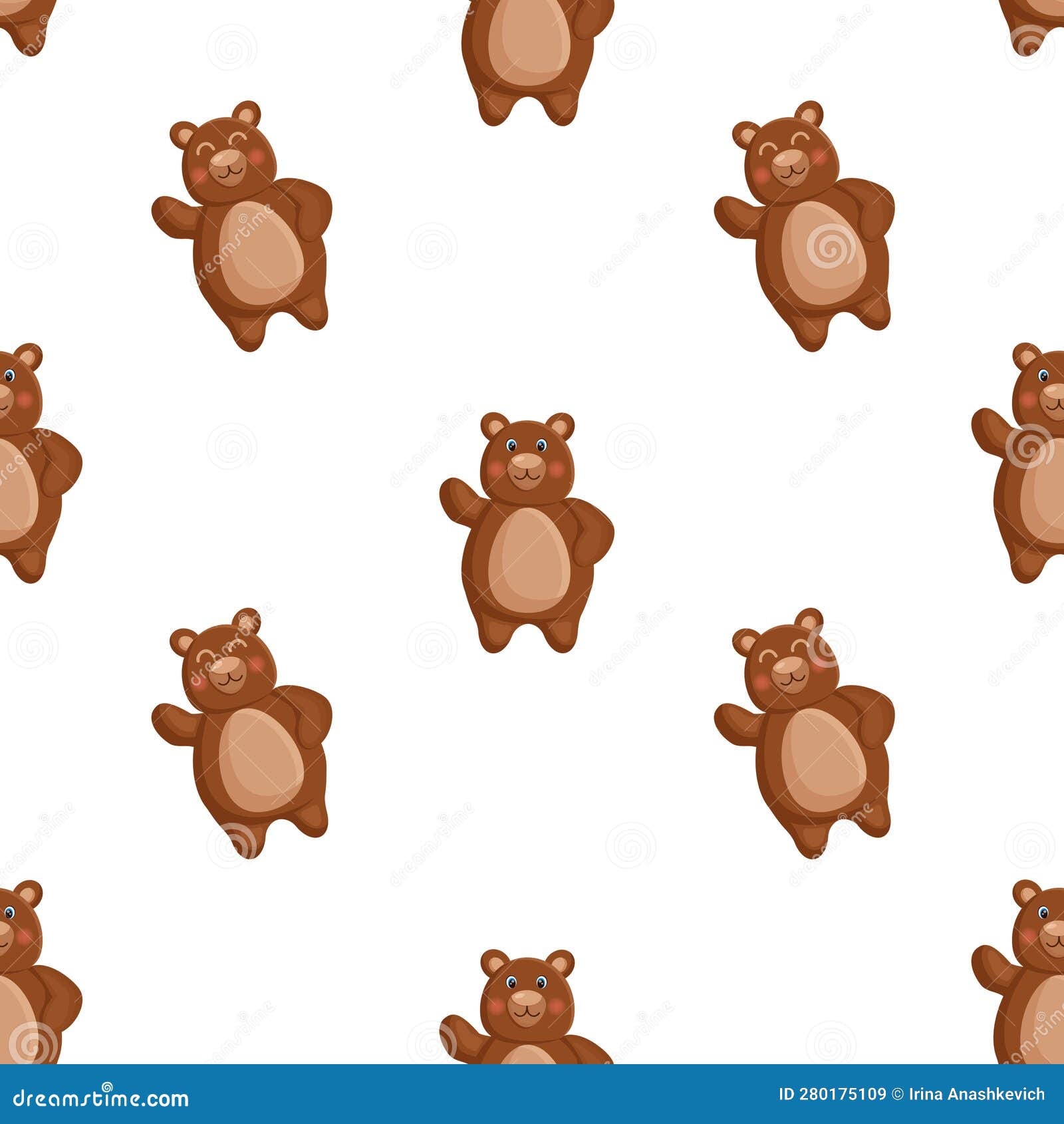 Seamless Vector Pattern with Forest Brown Bear. Vector Illustration for ...
