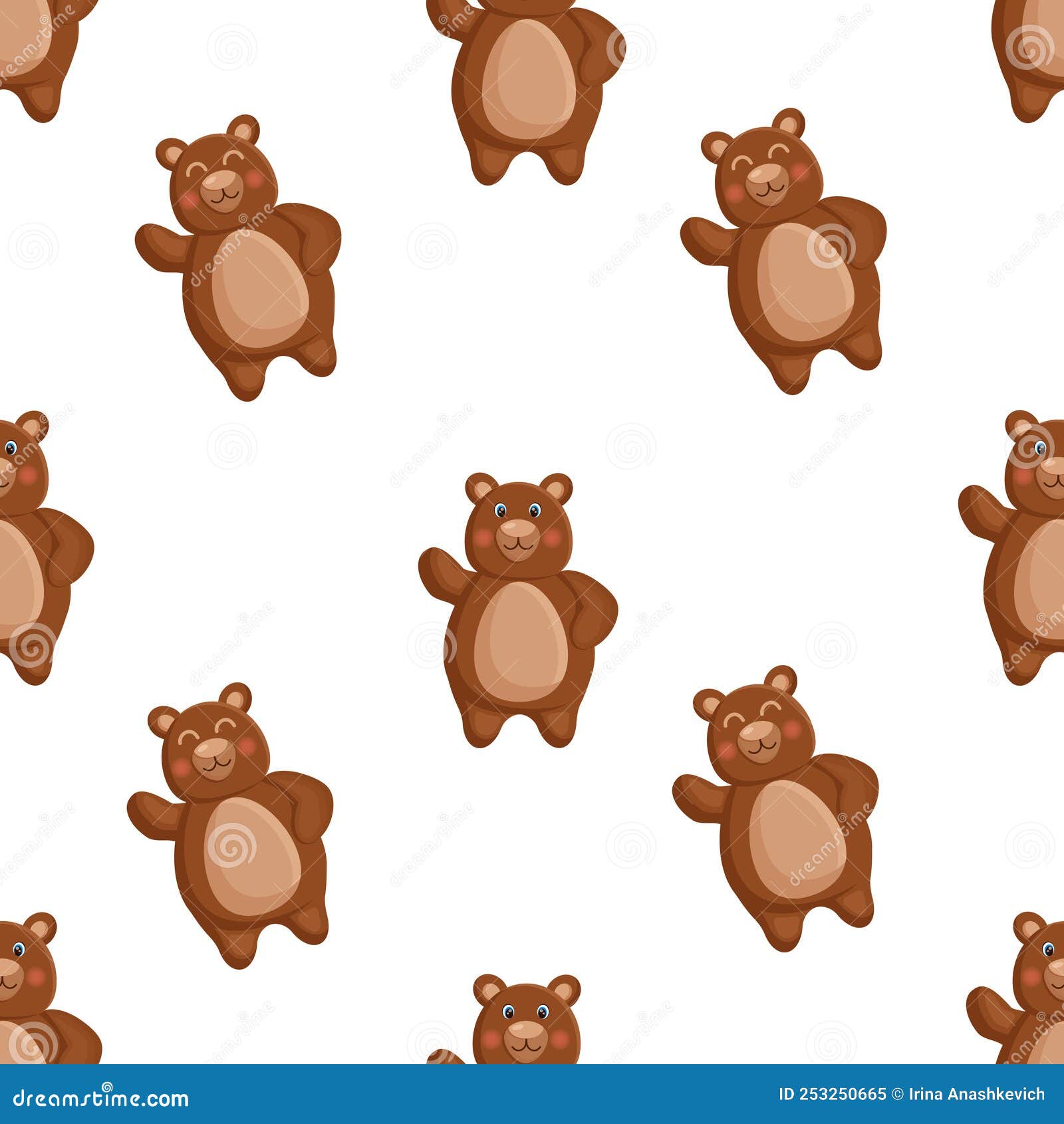 Seamless Vector Pattern with Forest Brown Bear. Vector Illustration for ...