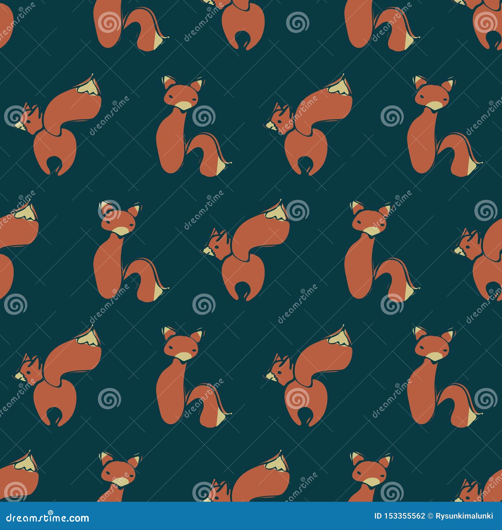 Foxes Back. Cartoons Hand Drawn Ink Sketch Monochrome Cute Animal ...