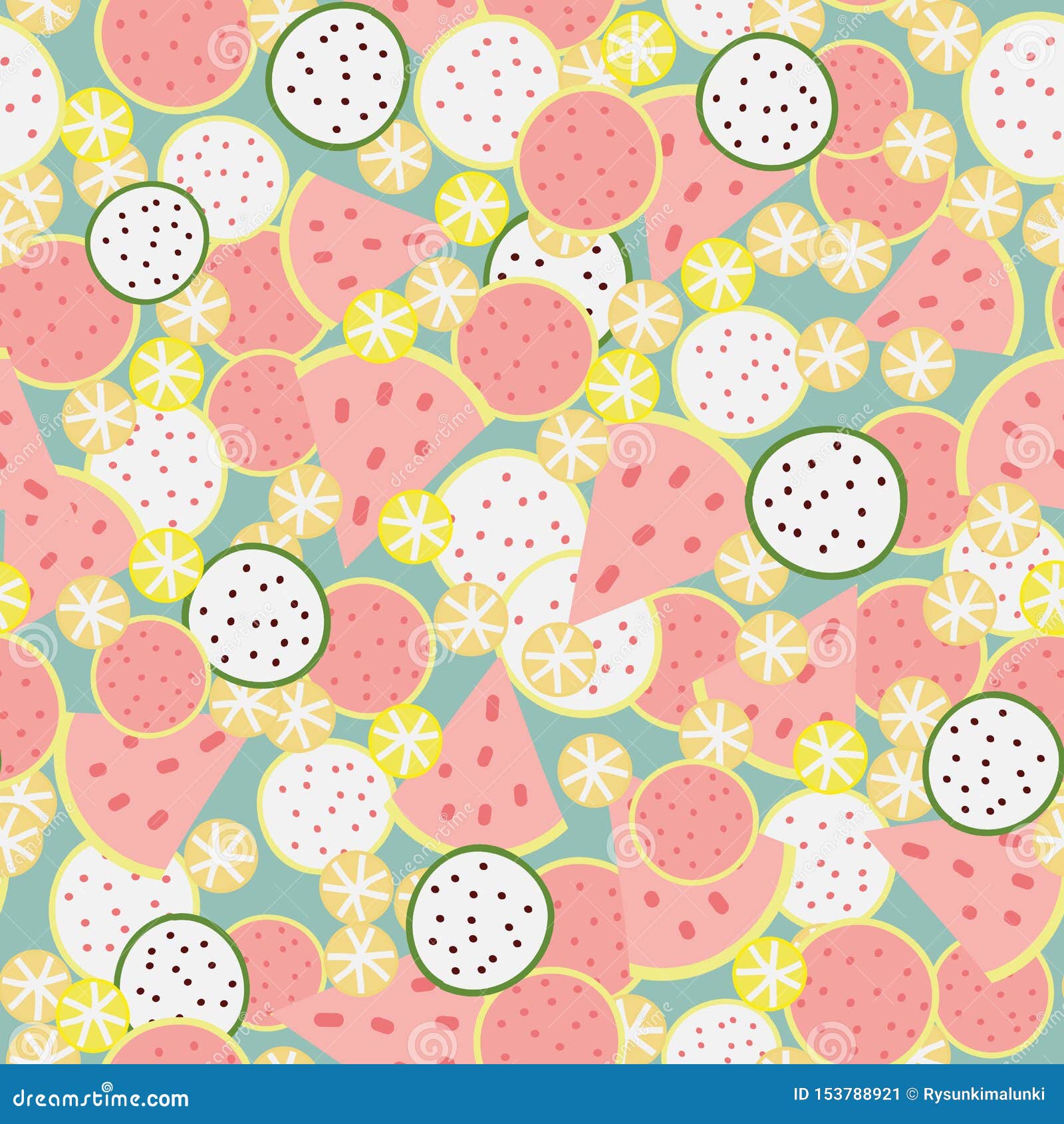 Seamless Vector Pattern with Fruit Salad in Pastel Colors Stock Vector ...