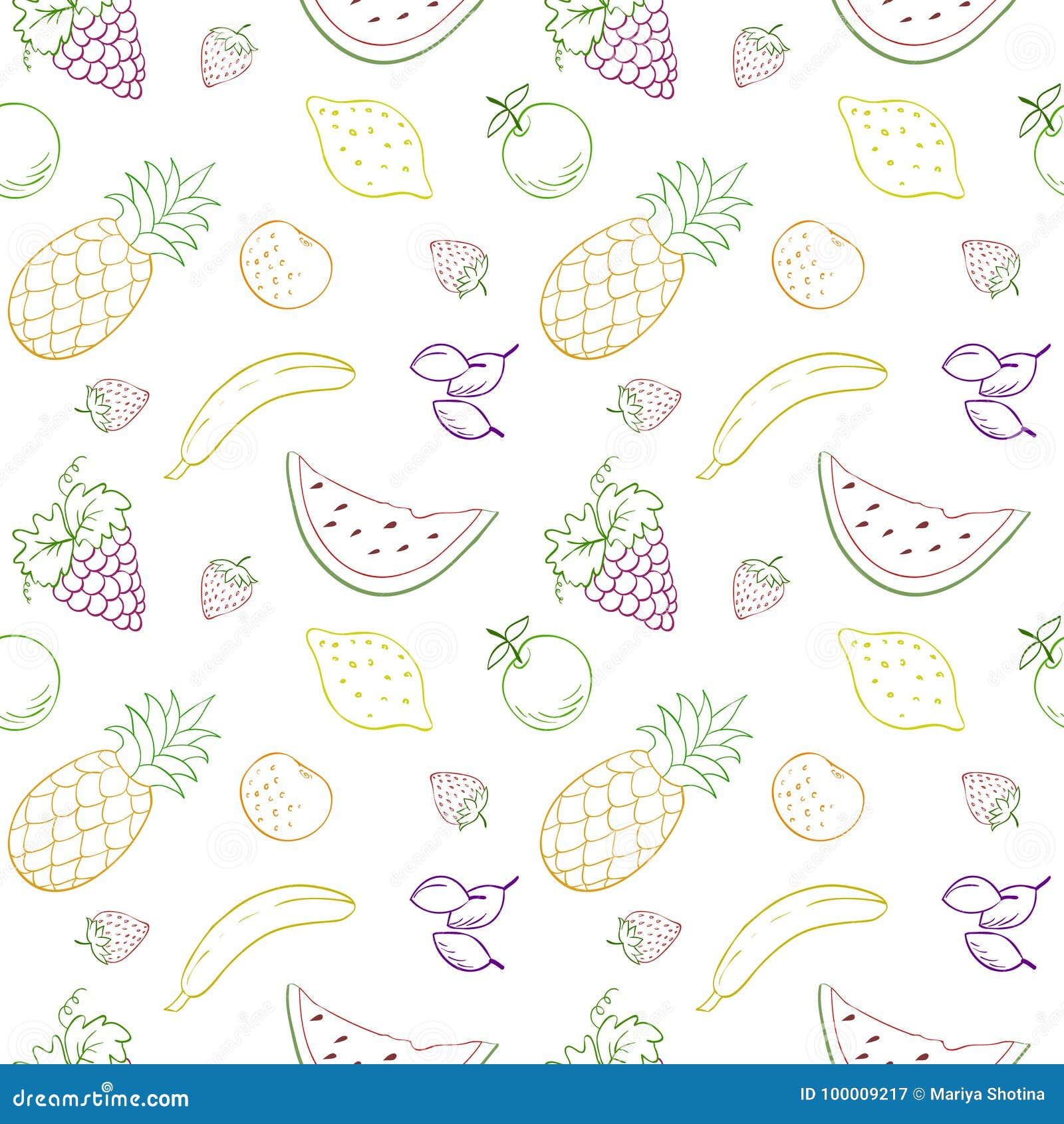 Seamless Vector Pattern with Fruits and Berries. Stock Vector ...