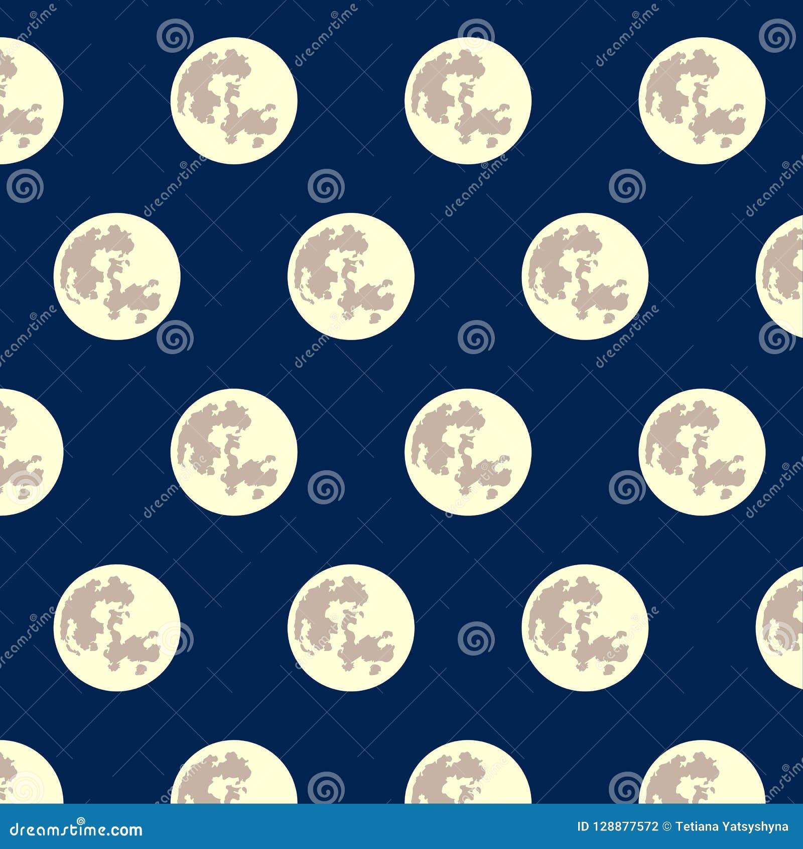 Seamless Vector Pattern with Full Moon. Vector Illustration. Stock ...