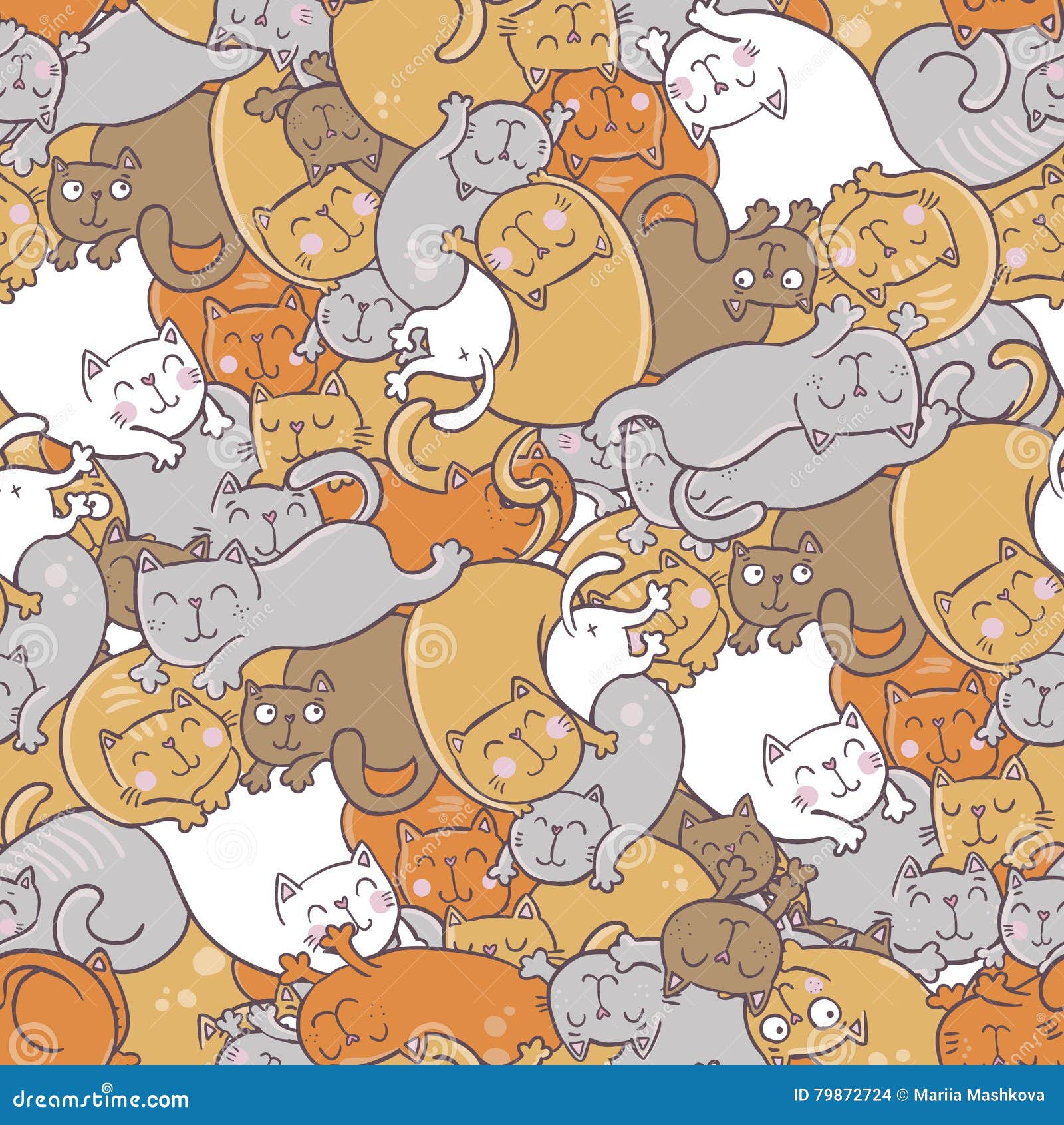 Seamless Vector Pattern with Funny Cats. Stock Vector - Illustration of ...