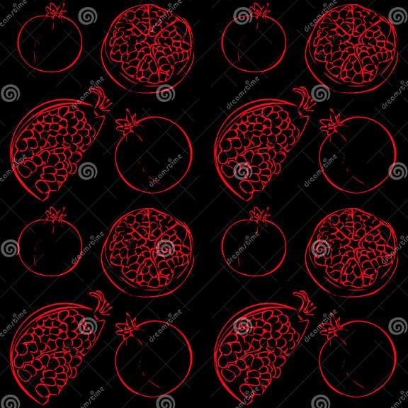 Seamless Vector Pattern of a Garnet Outline on a Black Isolated ...