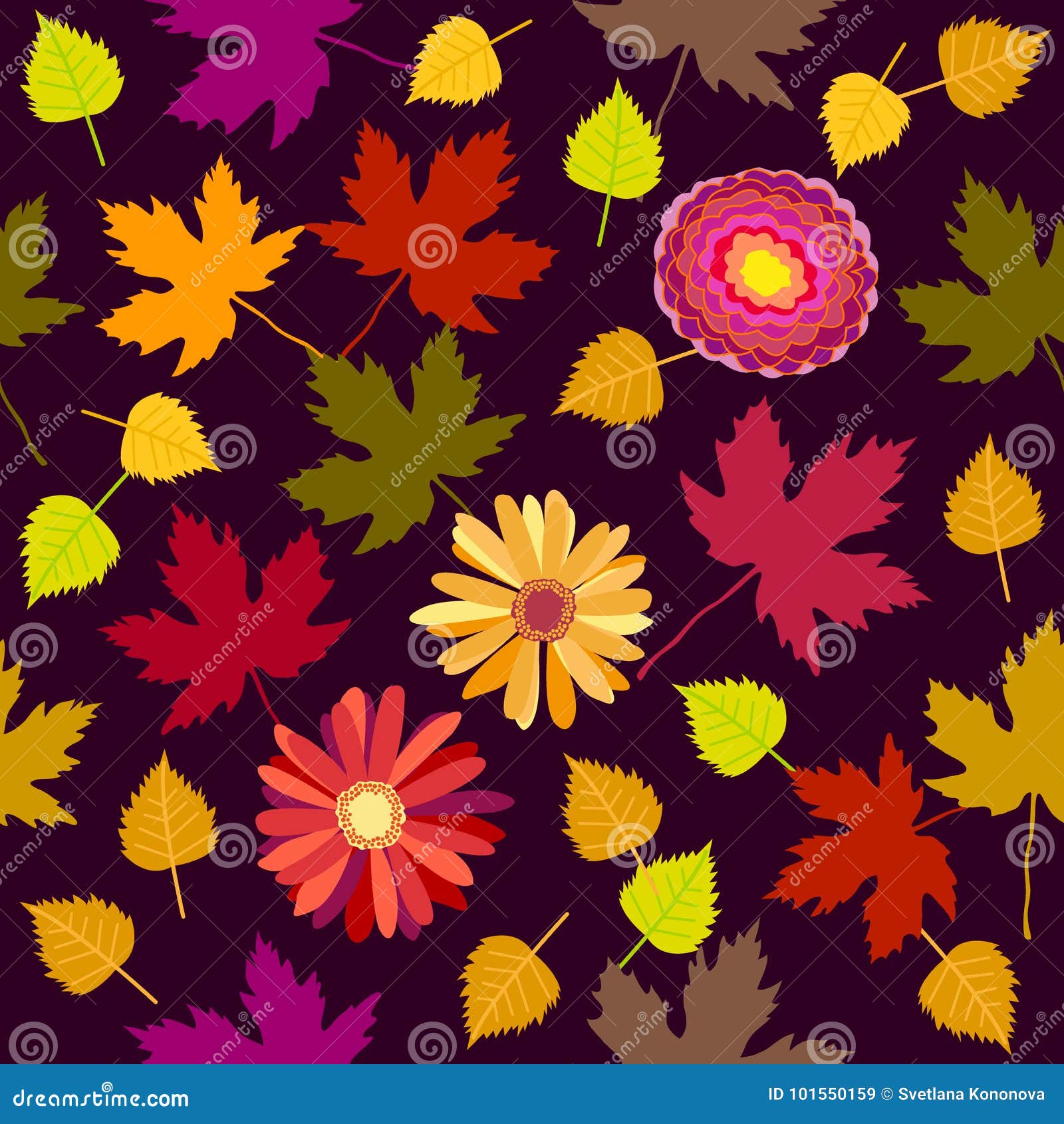 October floral carpet. stock vector. Illustration of maple - 101550159