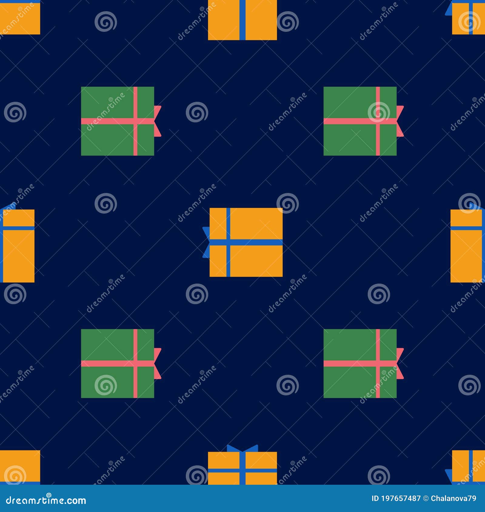 Seamless Vector Pattern with Gift Boxes on Blue Background EPS10 Stock ...
