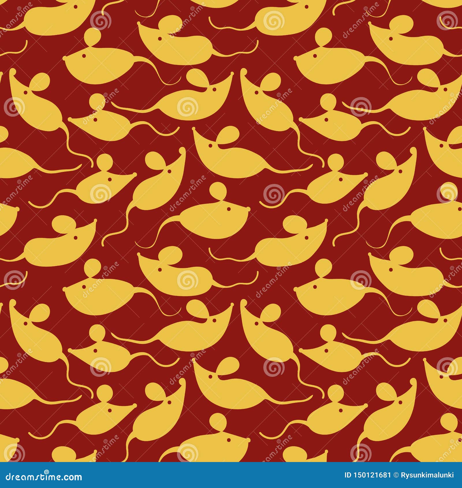 Seamless Vector Pattern with Gold Mouse Silhouettes Stock Vector ...