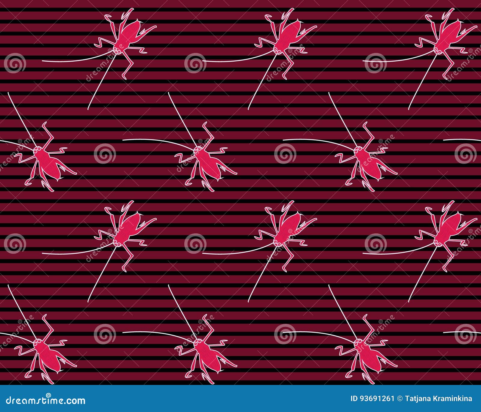 Seamless Vector Pattern with Grasshopper for Fabric. Stock Vector ...