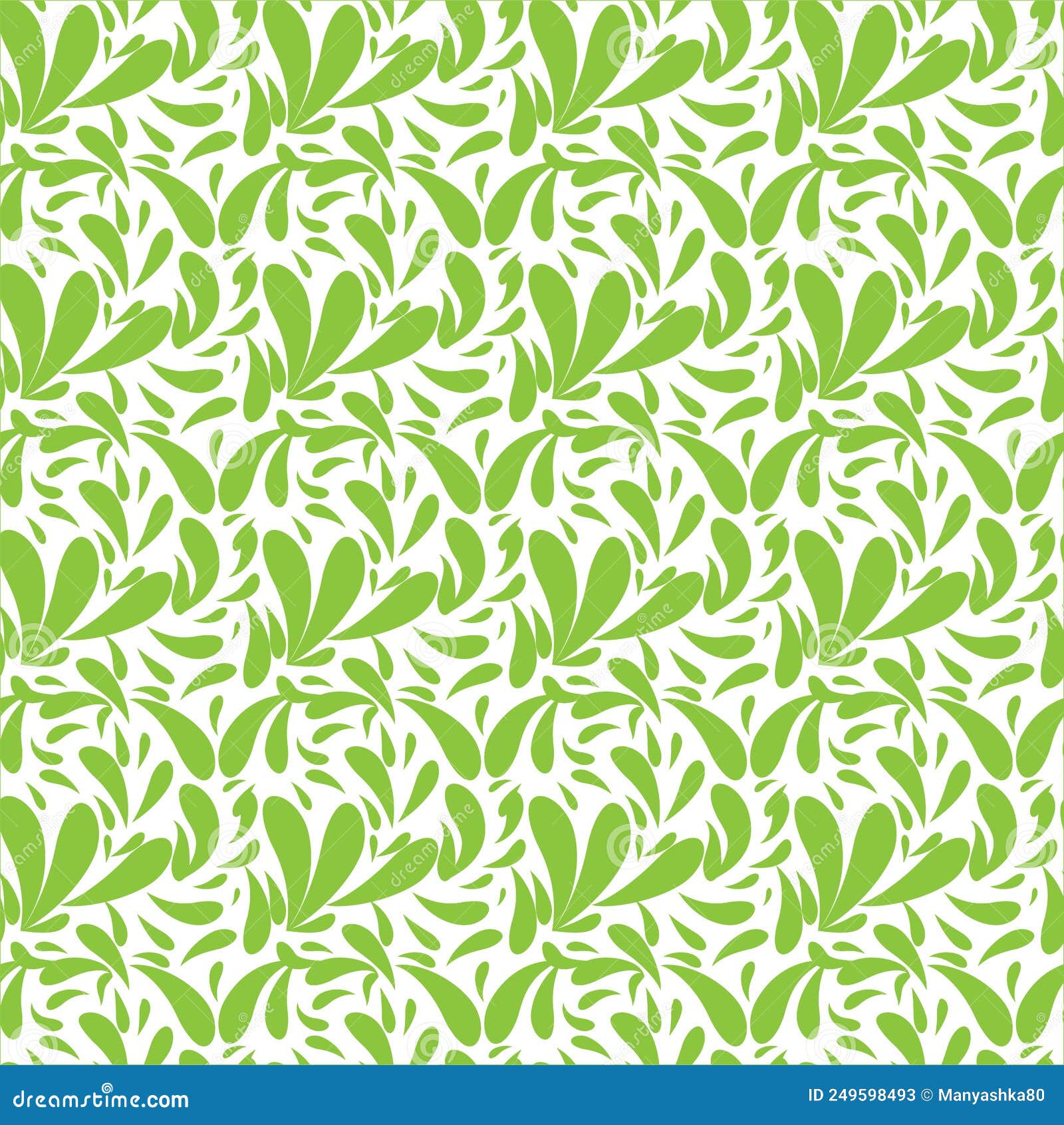 Seamless Vector Pattern of Green Leaves on a White Background Stock ...