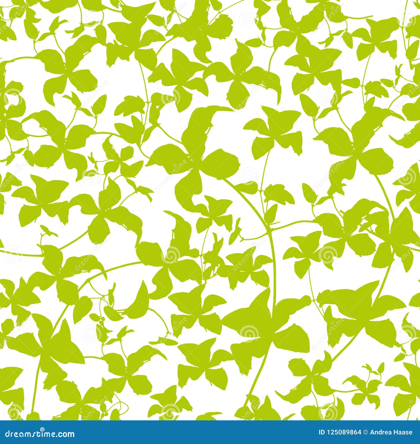 Seamless Vector Pattern of Green Vines with Leaves Stock Illustration ...