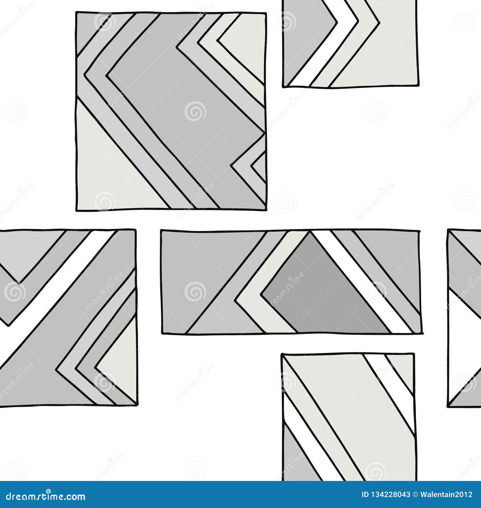 Seamless Vector Pattern. Grey Geometrical Hand Drawn Background with ...